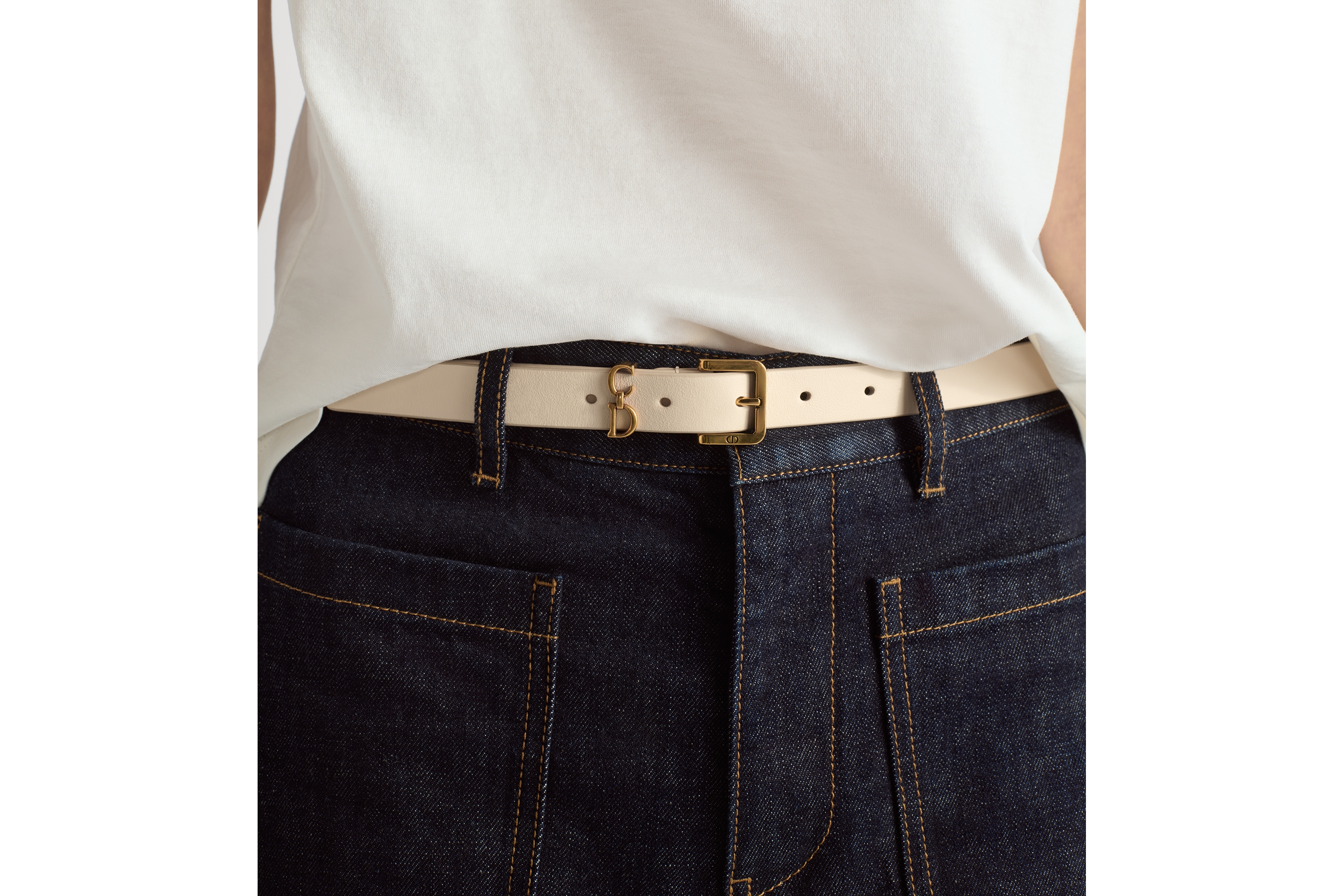 Saddle Loop Belt Light Ivory Smooth Calfskin, 20 MM | DIOR