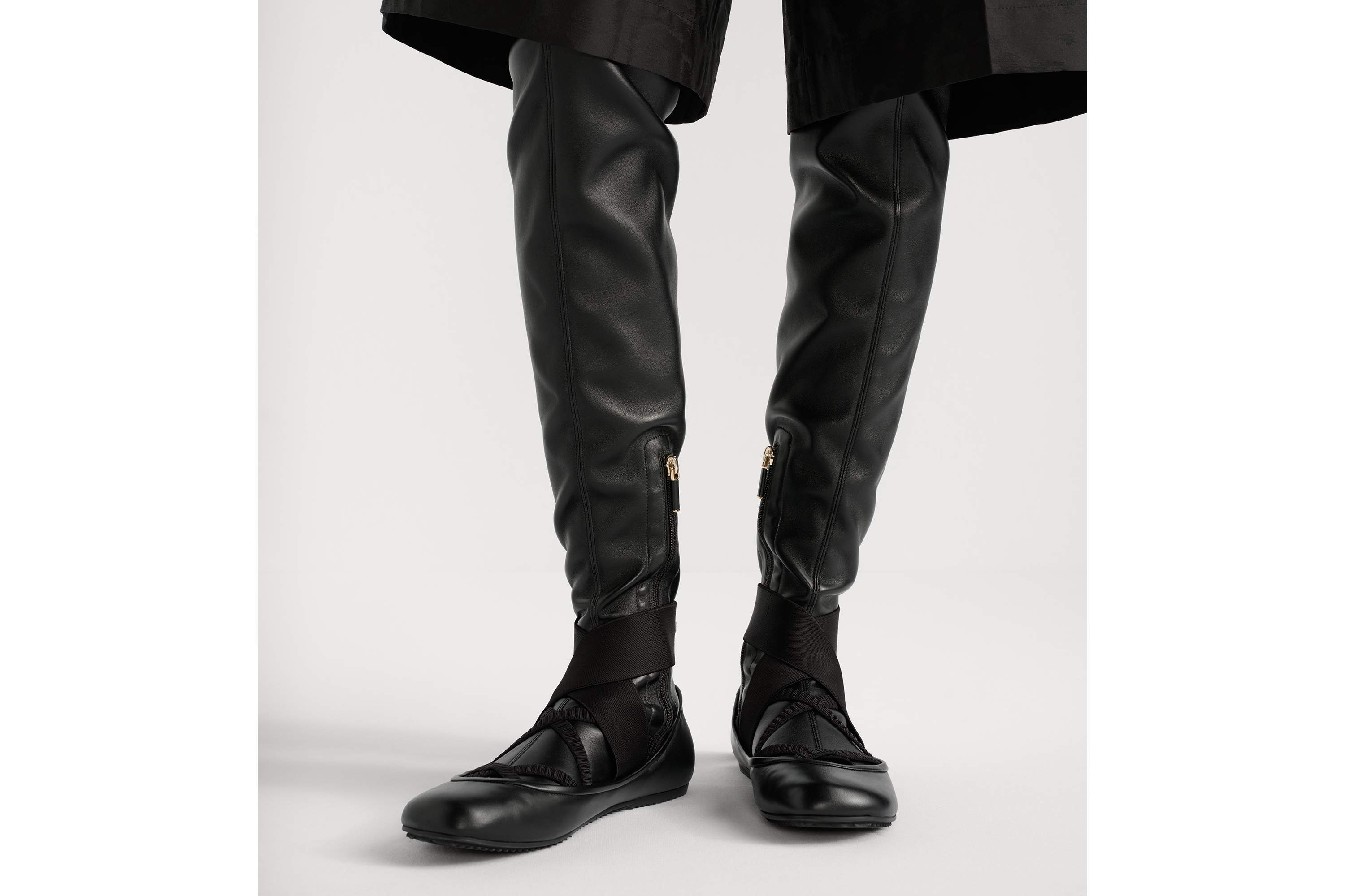 Dior Shade Thigh Boot Black Lambskin, Leather-Effect Stretch Material ...