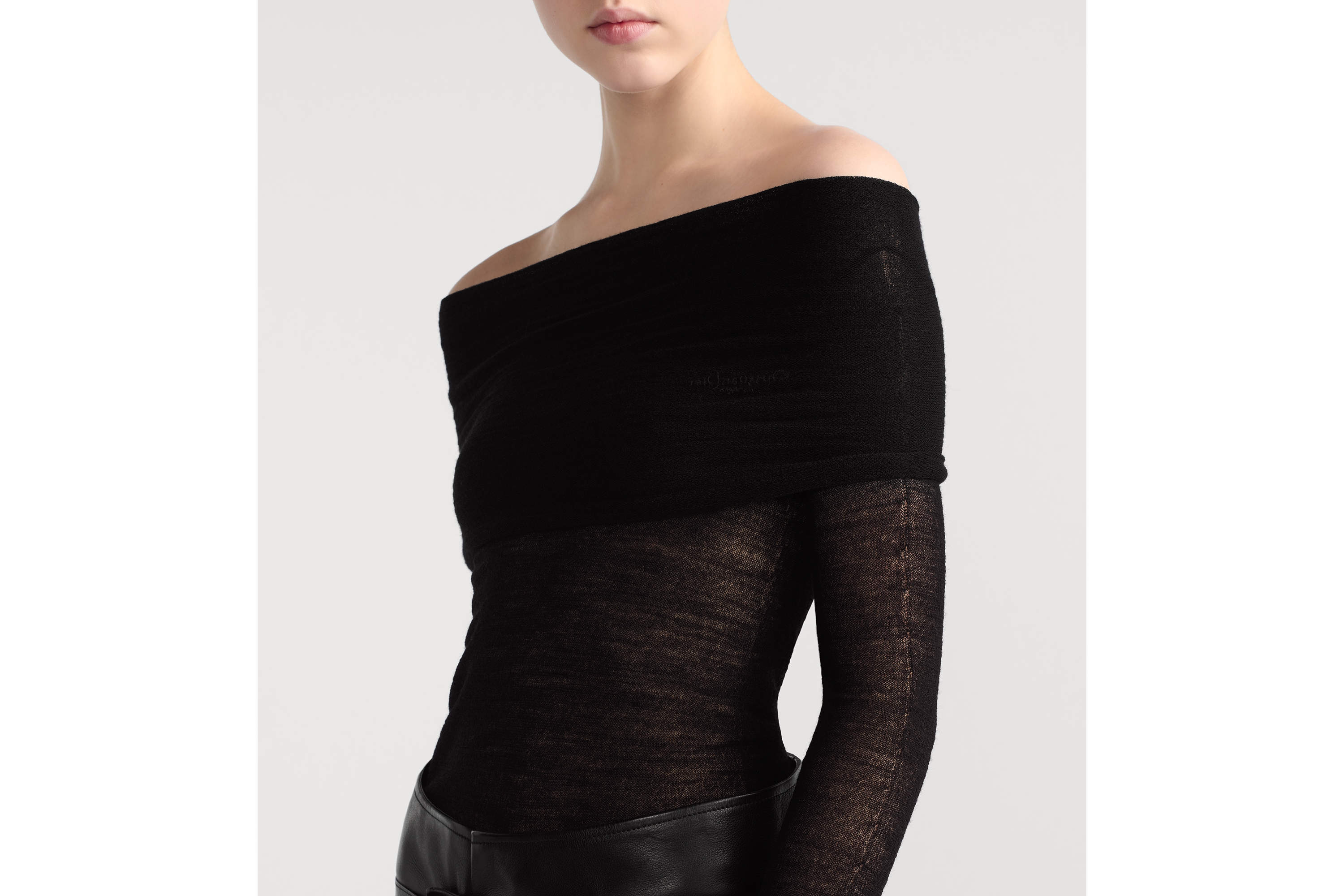 Suéter drapeado entallado Punto de lana negro | DIOR