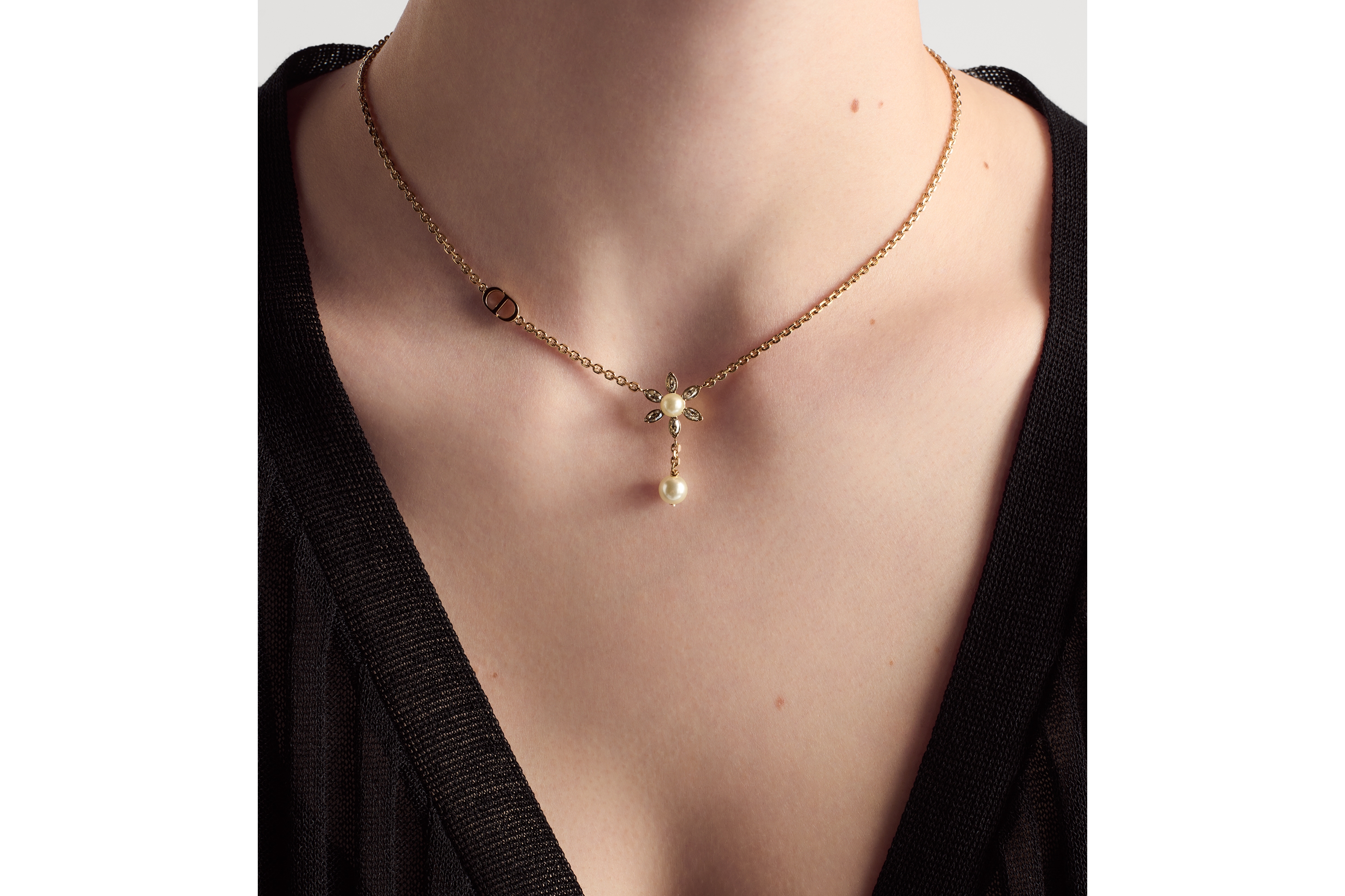 Bloom in Dior Necklace Gold-Finish Metal with White Resin Pearls and ...