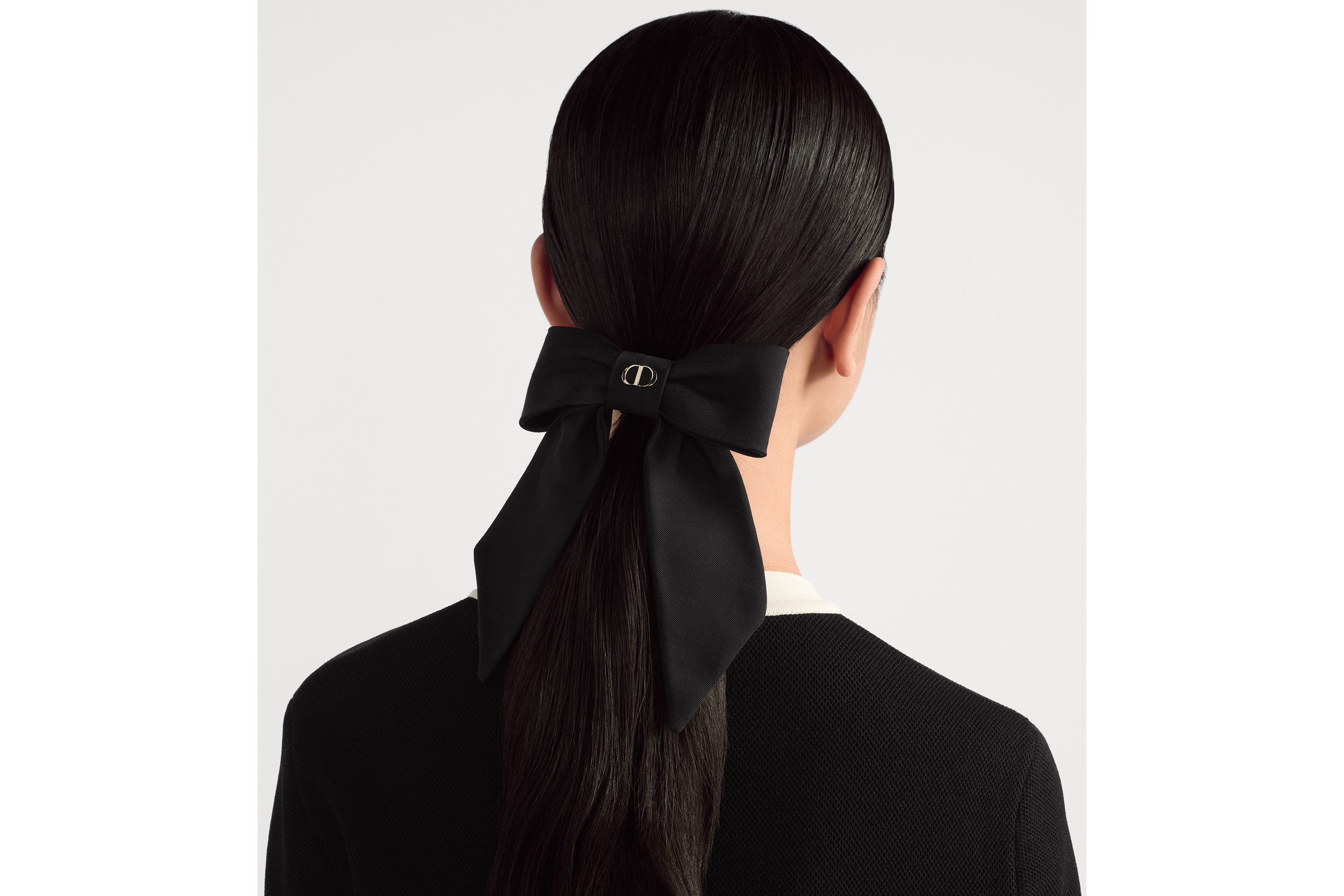 Large Dior Twist Bow Black Grosgrain-Effect Technical Fabric | DIOR