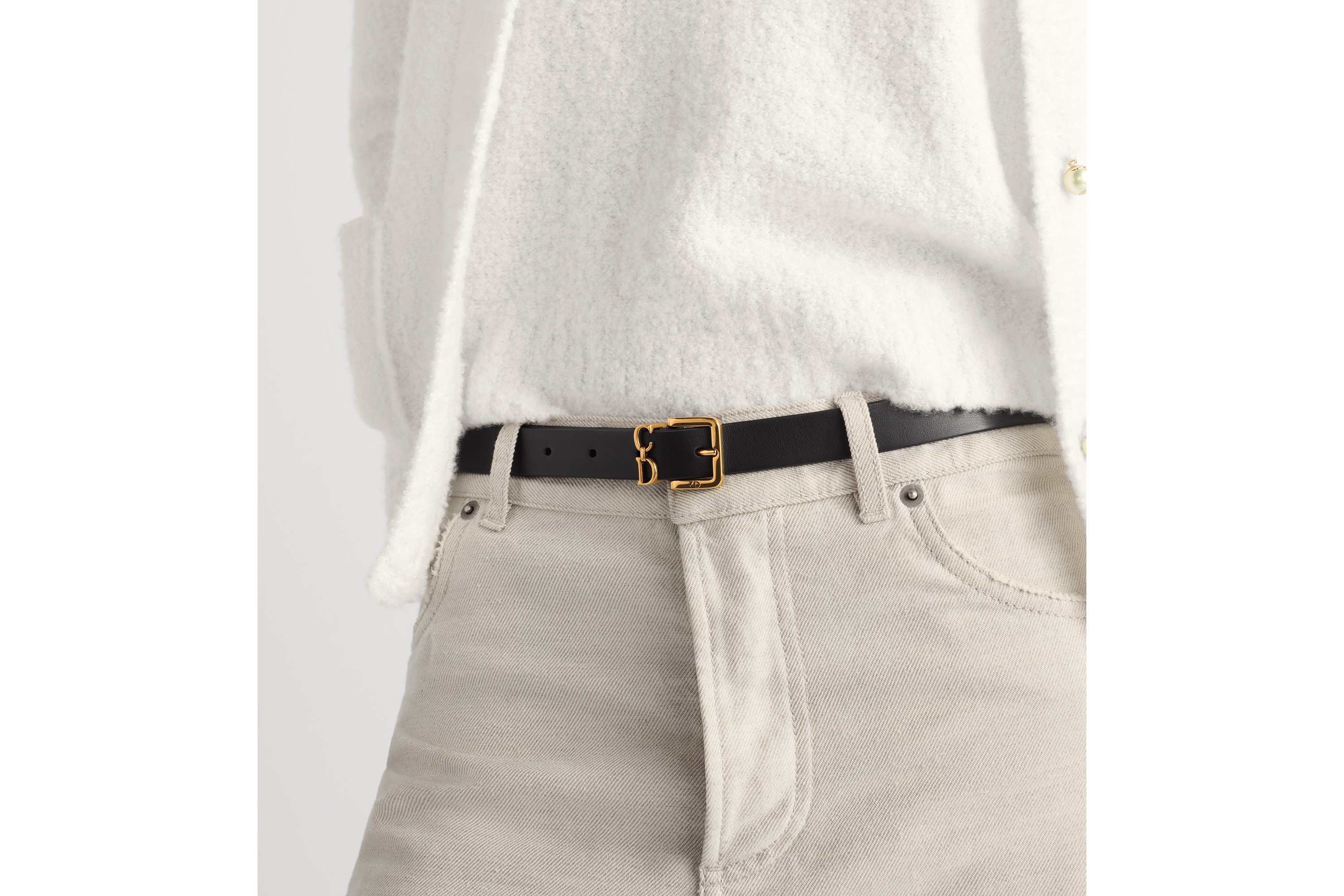 Saddle Loop Belt Black Smooth Calfskin, 20 MM | DIOR