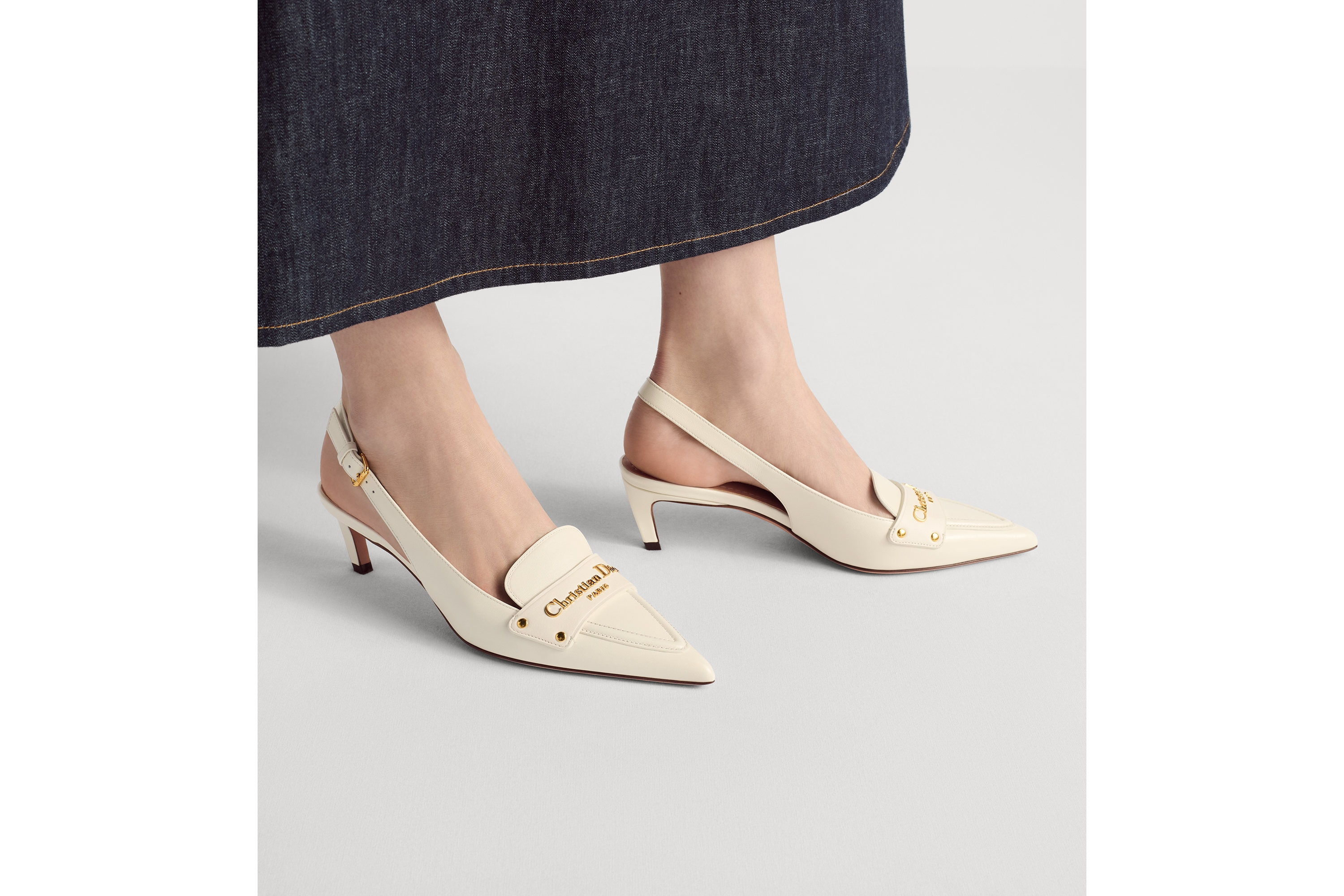 Dior Boy Slingback Pump White Supple Calfskin | DIOR
