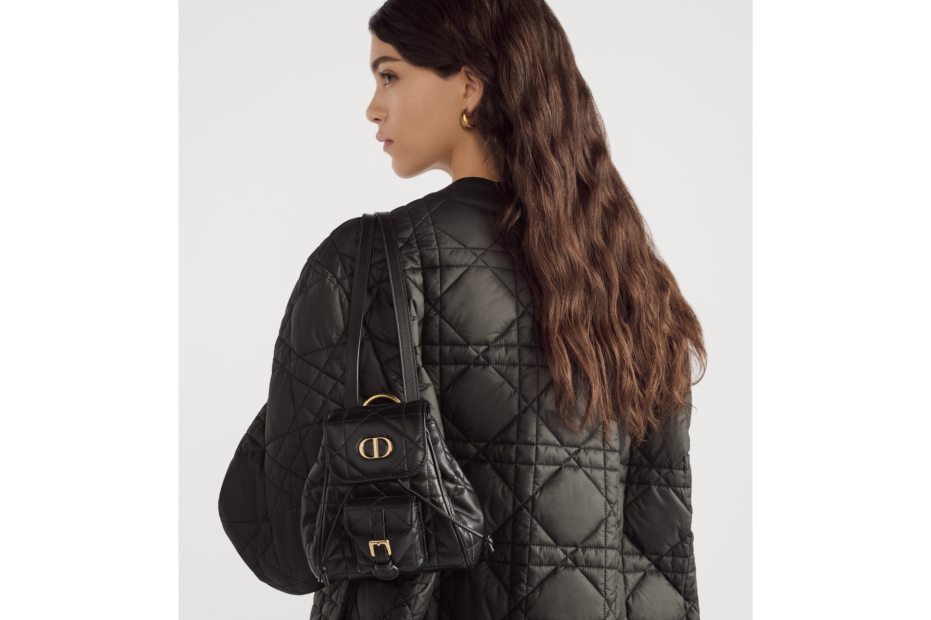 Dior Caro Nano Backpack Black Macrocannage Lambskin | DIOR