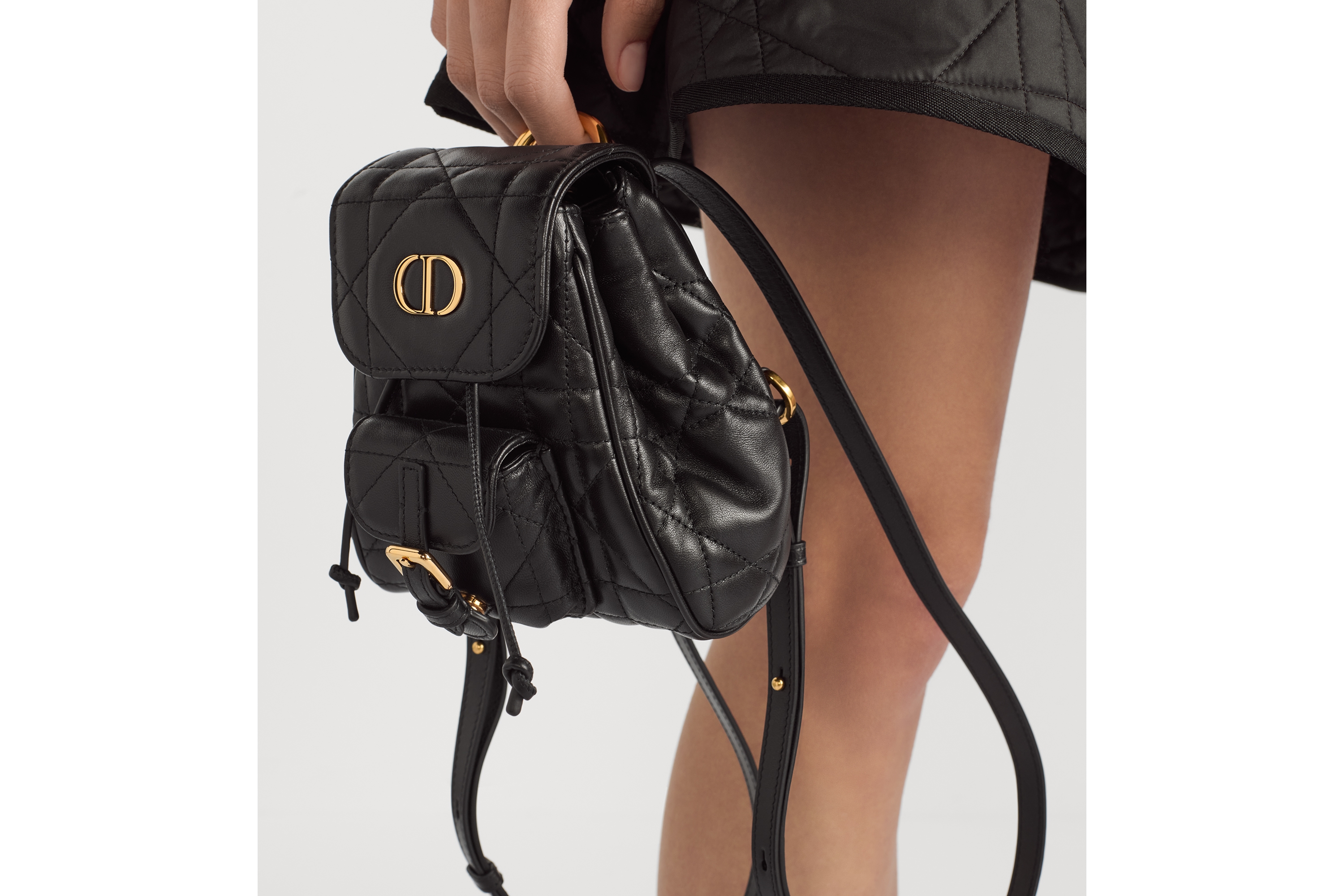 Dior Caro Nano Backpack Black Macrocannage Lambskin | DIOR