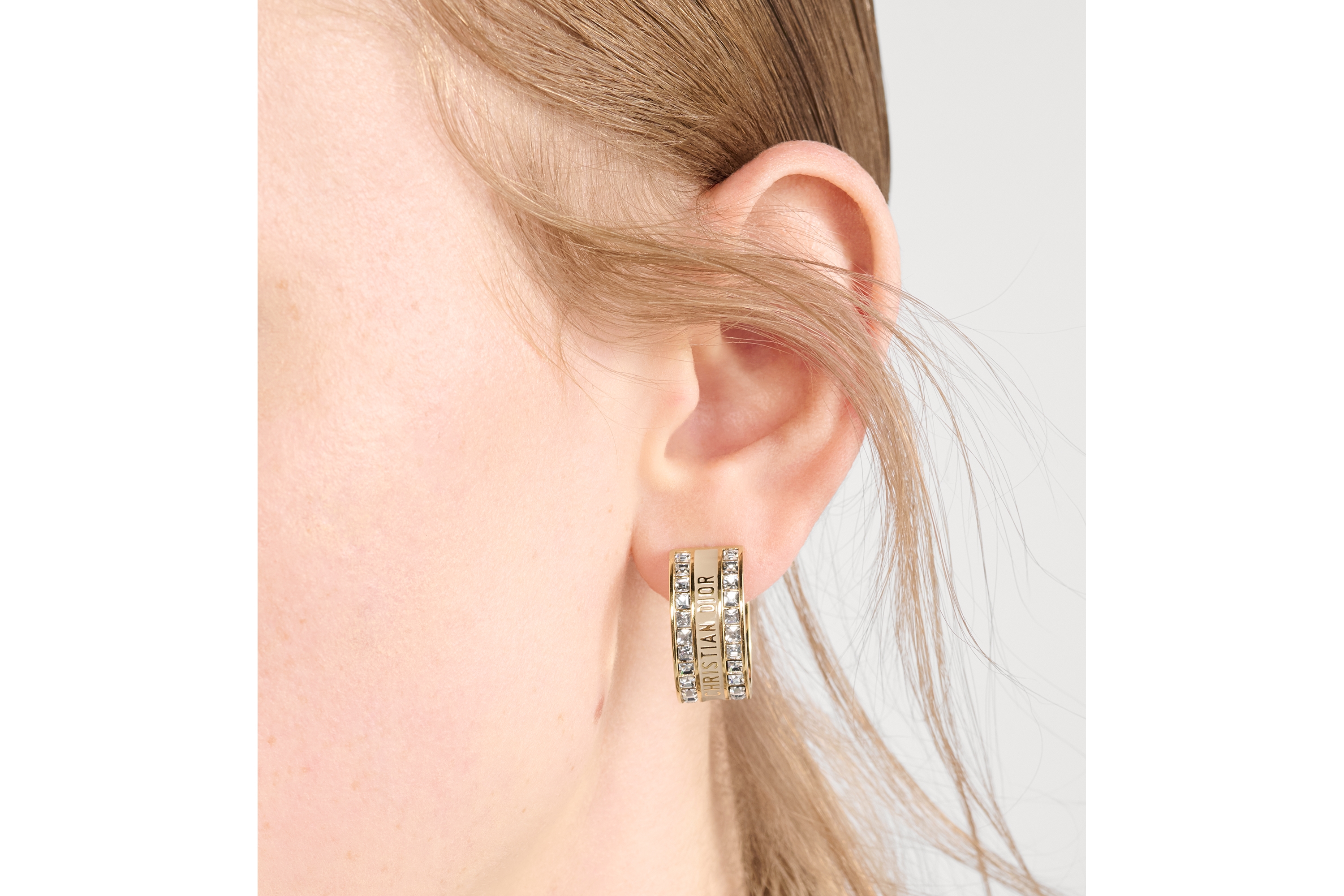 Dior Night Code Hoop Earrings Gold-Finish Metal, White Crystals and ...