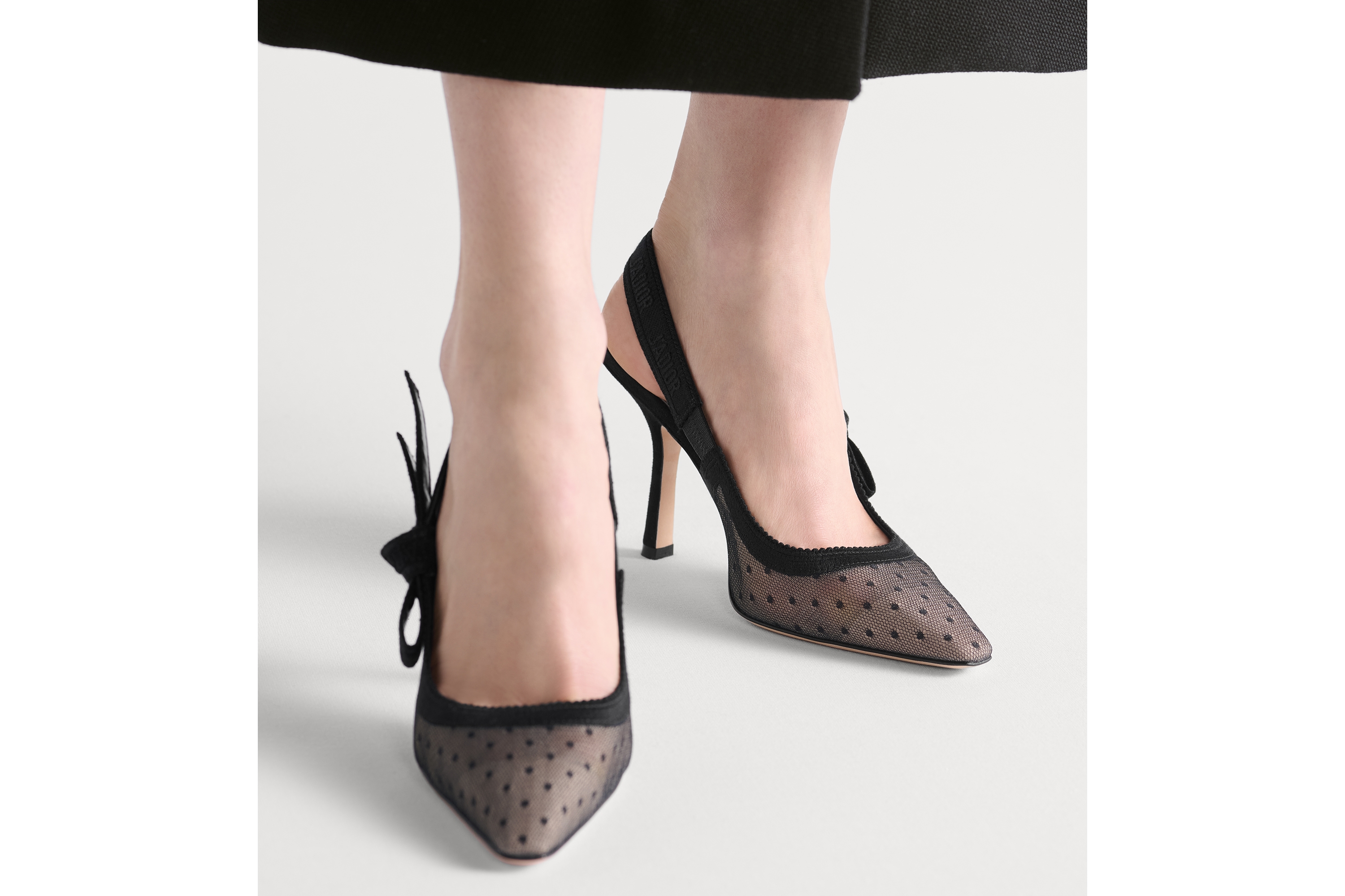 J'Adior Slingback Pump Transparent Mesh and Black Plumetis | DIOR