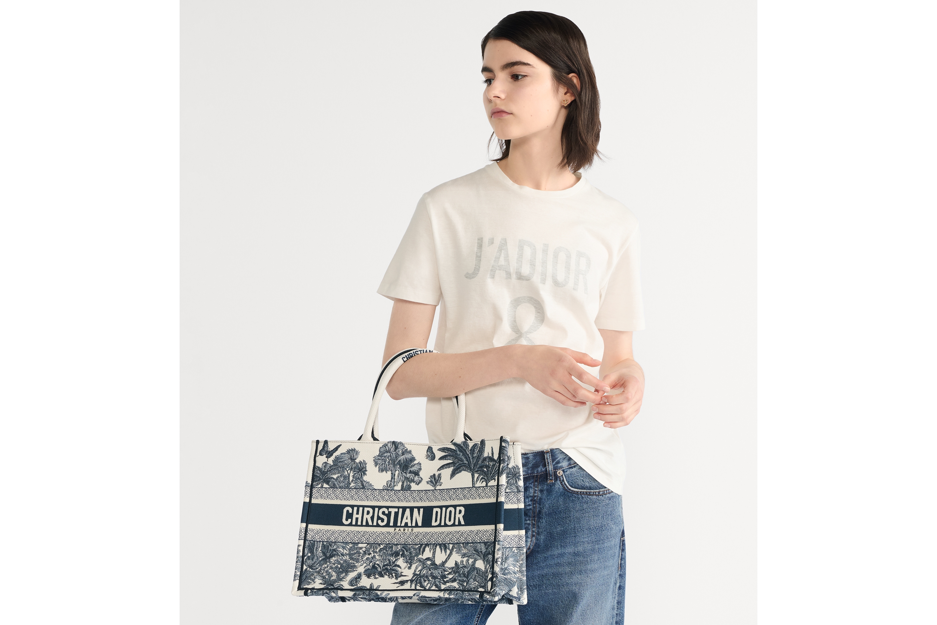 Dioriviera Medium Dior Book Tote White and Blue Toile de Jouy Palms ...