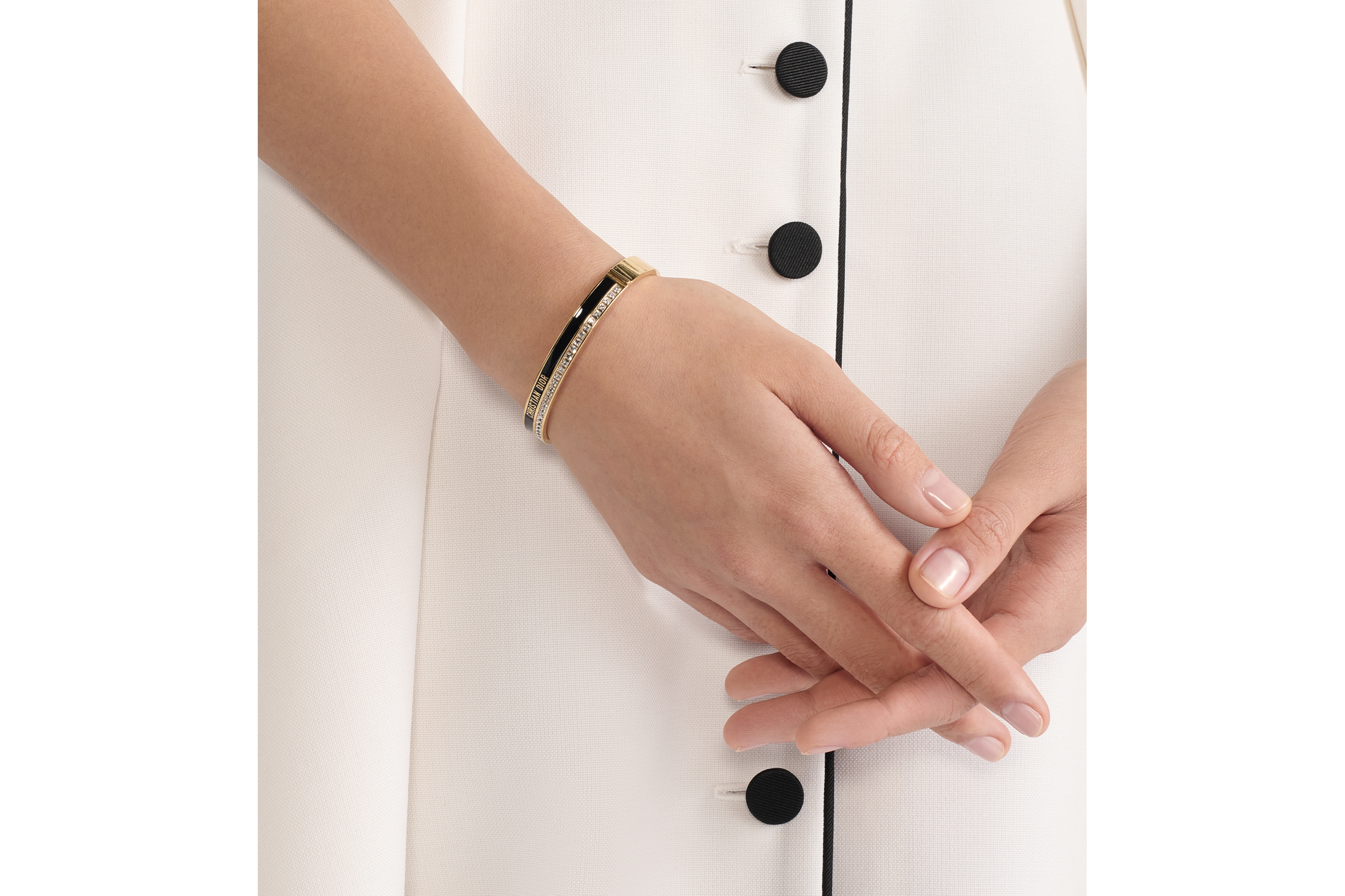 Dior Night Code Bangle Gold-Finish Metal, White Crystals and Black ...