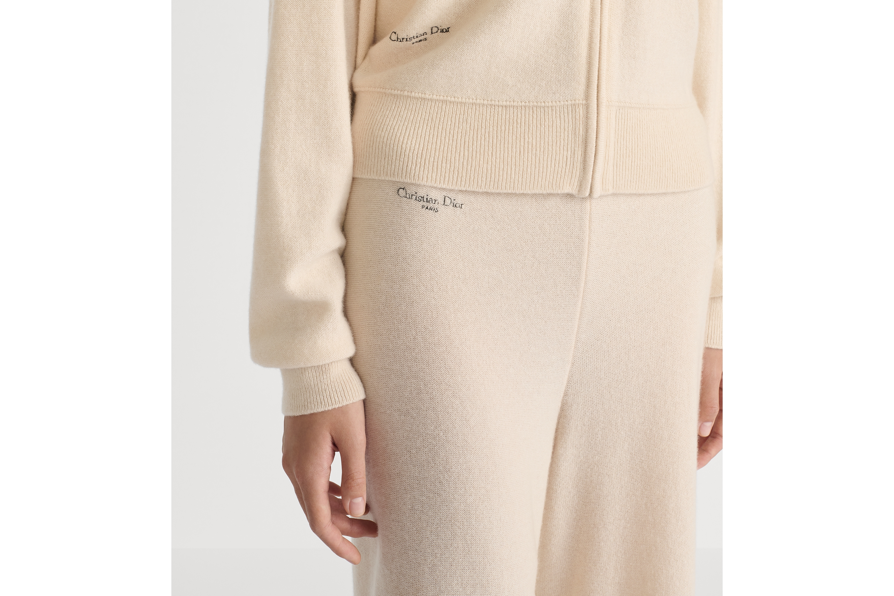 Wijduitlopende broek Gebreid van ecru kasjmier | DIOR