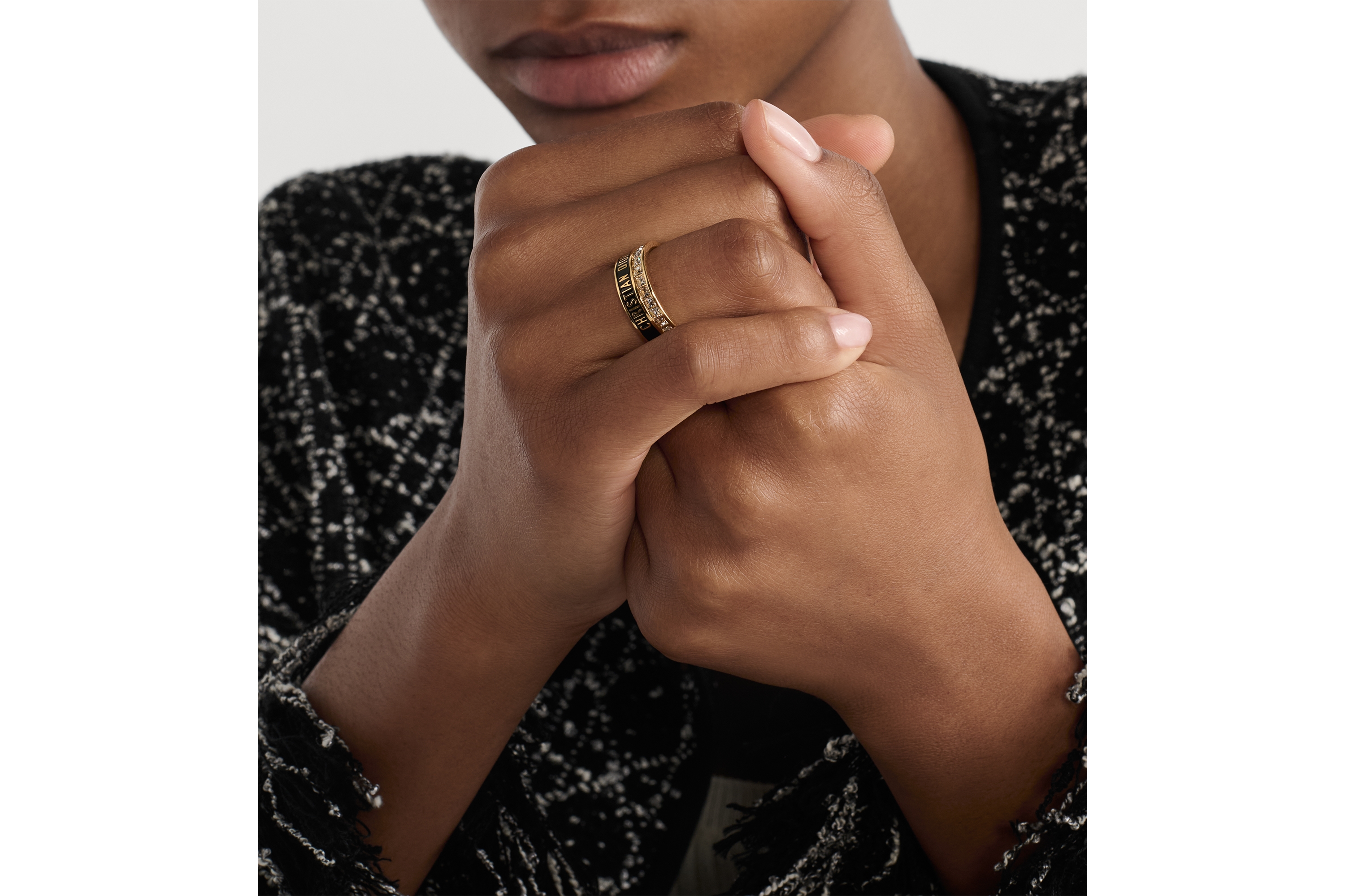 Dior Night Code Ring Gold-Finish Metal, White Crystals and Black ...