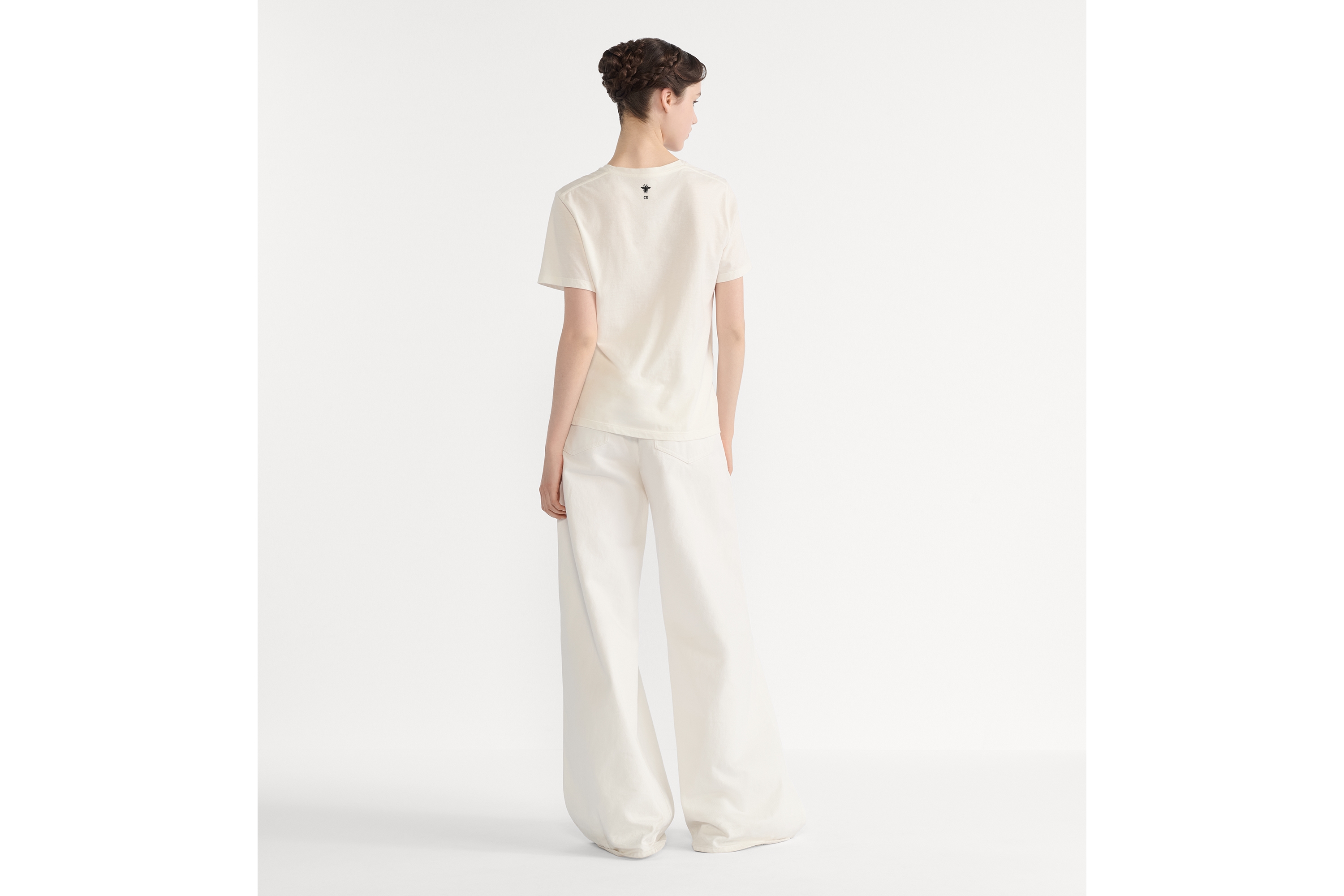 T-shirt Jersey de coton et lin blancs à motif Dior Alphabet noir | DIOR