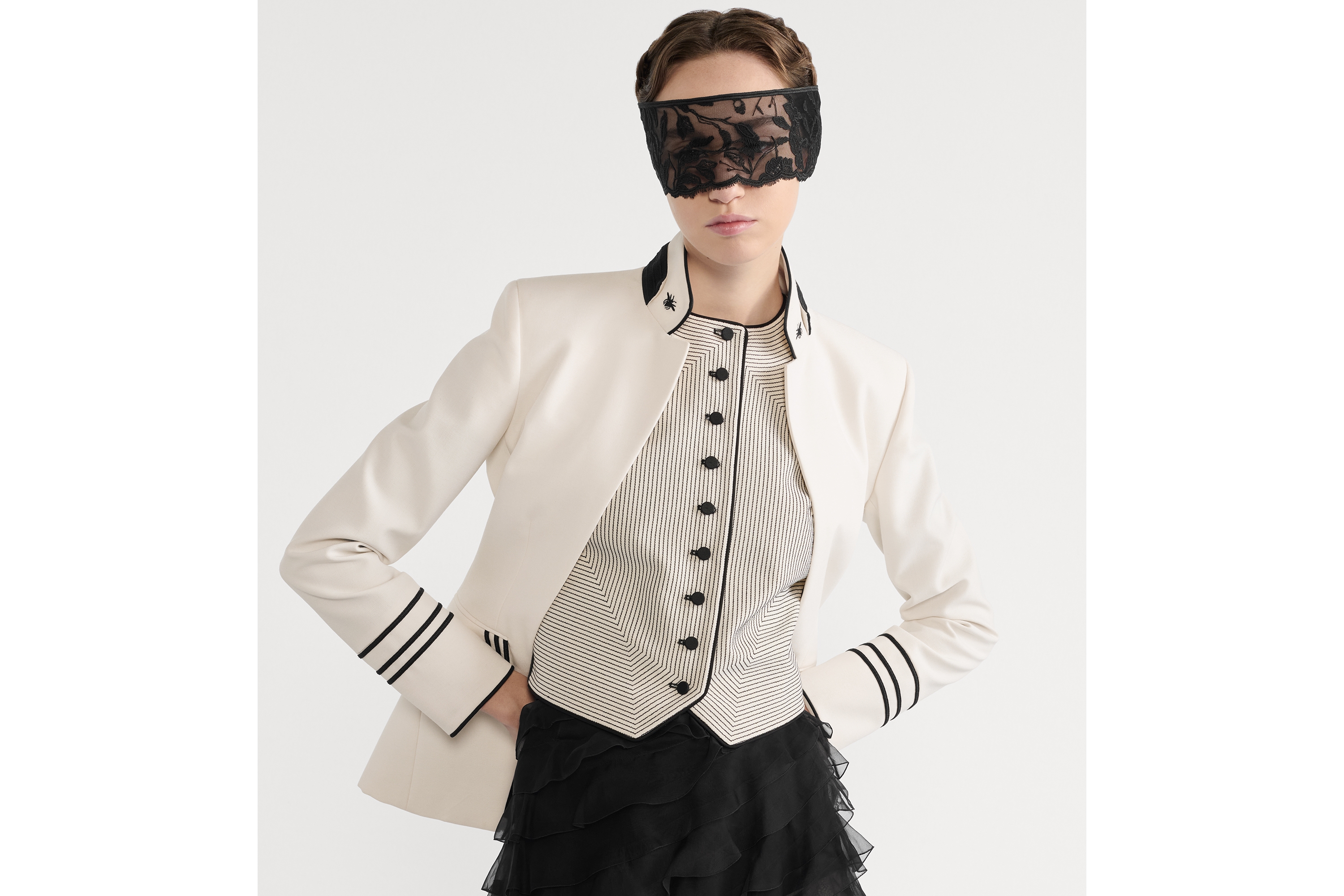 Máscara Dioreve Tule bordado preto | DIOR