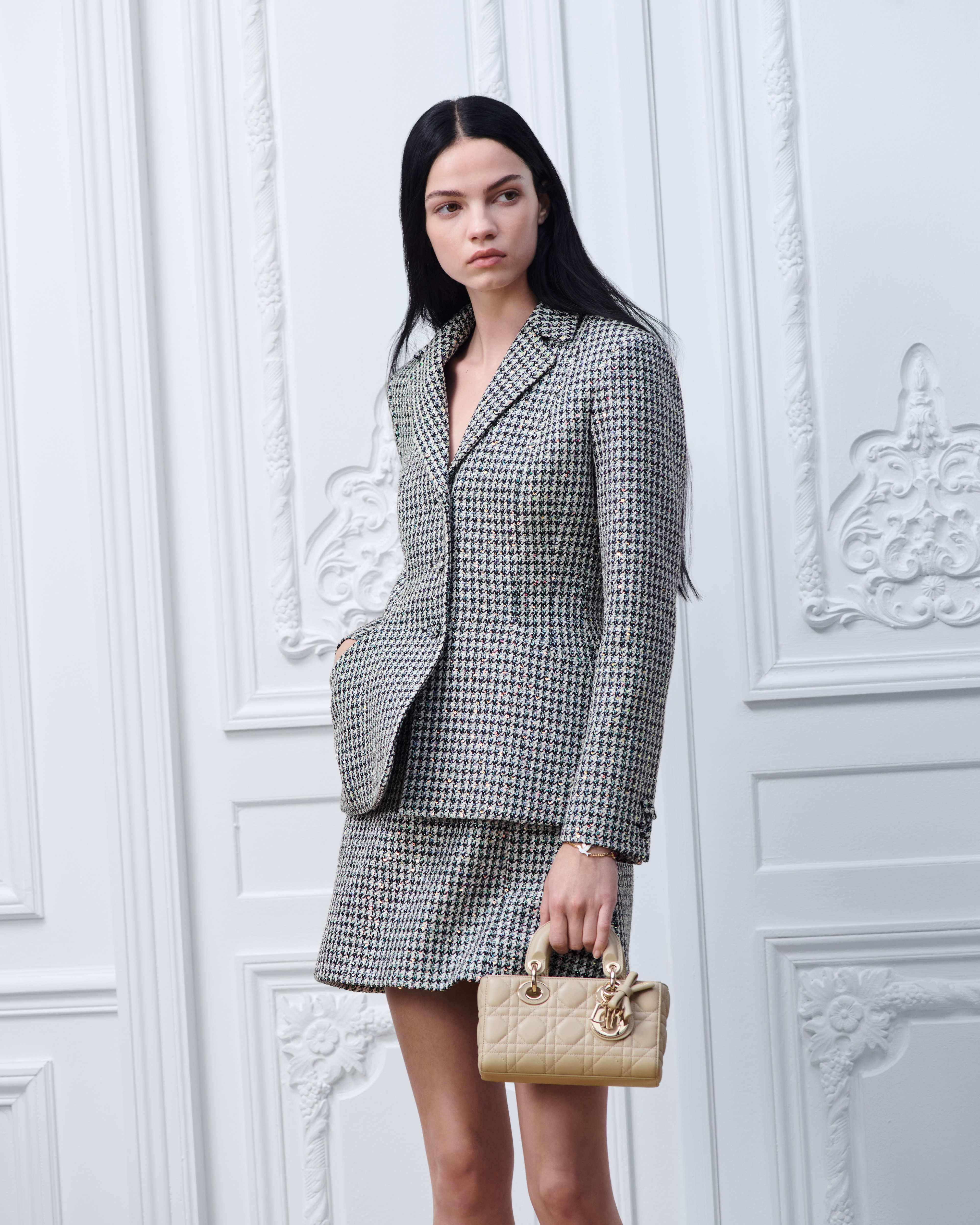 Bar Jacket Black and White Houndstooth Virgin Wool Blend with ...