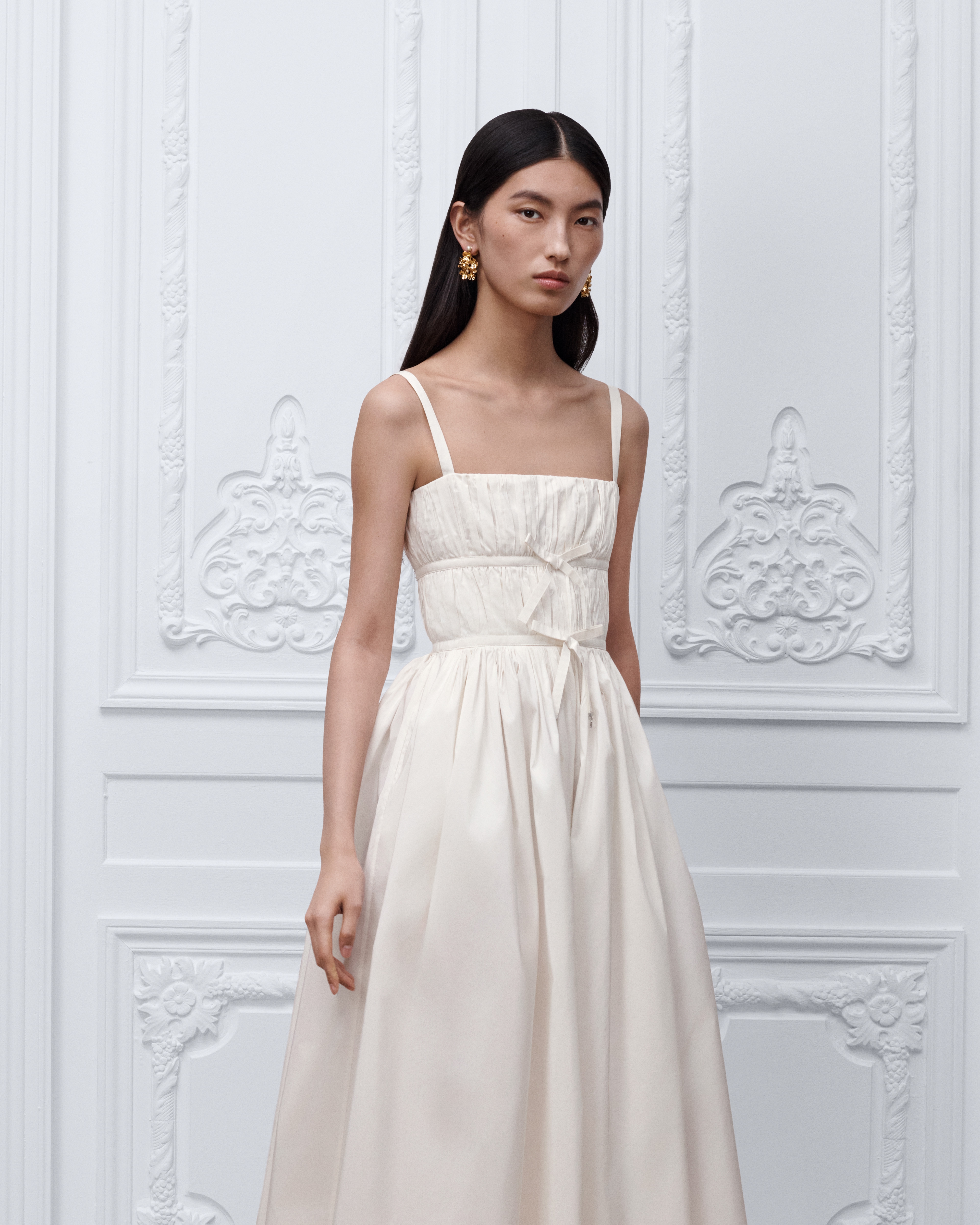 Dioriviera Mid-Length Flared Dress White Cotton and Silk Taffeta | DIOR