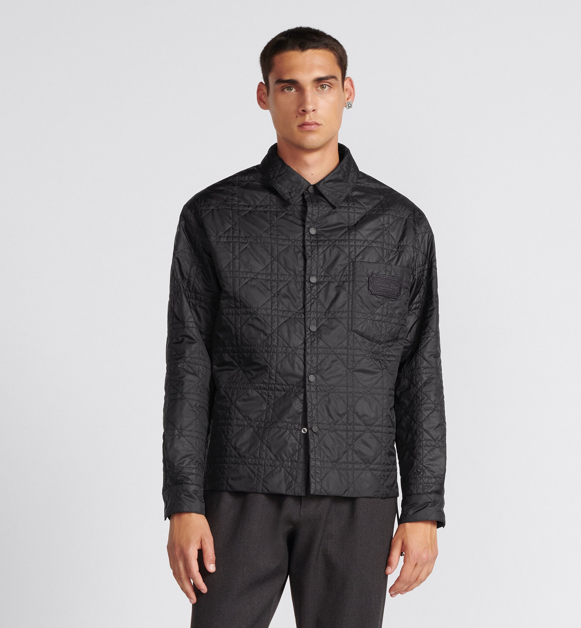 Cannage Overshirt Black Technical Fabric | DIOR Cannage Overshirt Black Technical Fabric | DIOR
