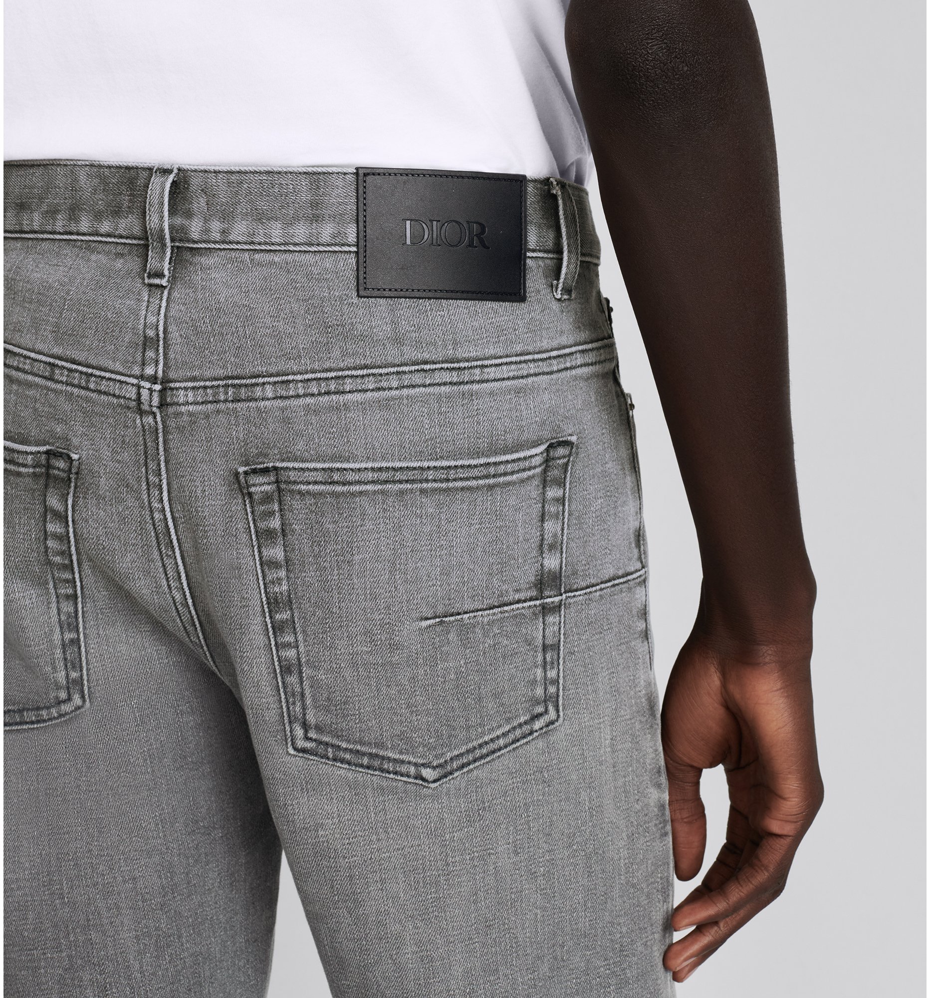 Long Slim-Fit Jeans Gray Cotton-Blend Twill | DIOR