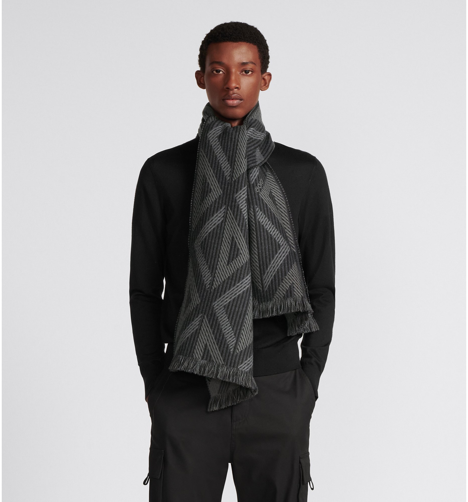 CD Diamond Schal Wolle in Schwarz | DIOR