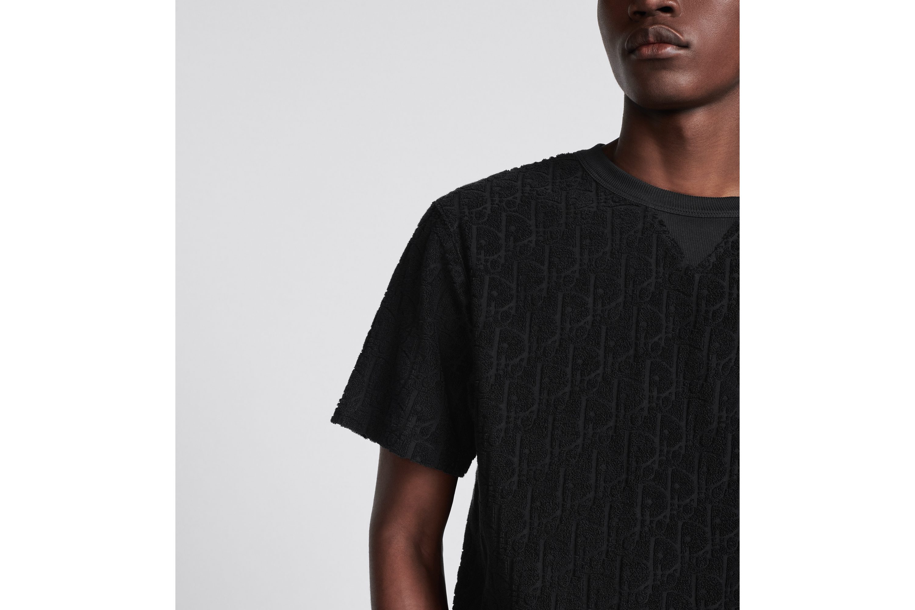 T-shirt Dior Oblique, coupe relax Jacquard de coton éponge noir | DIOR