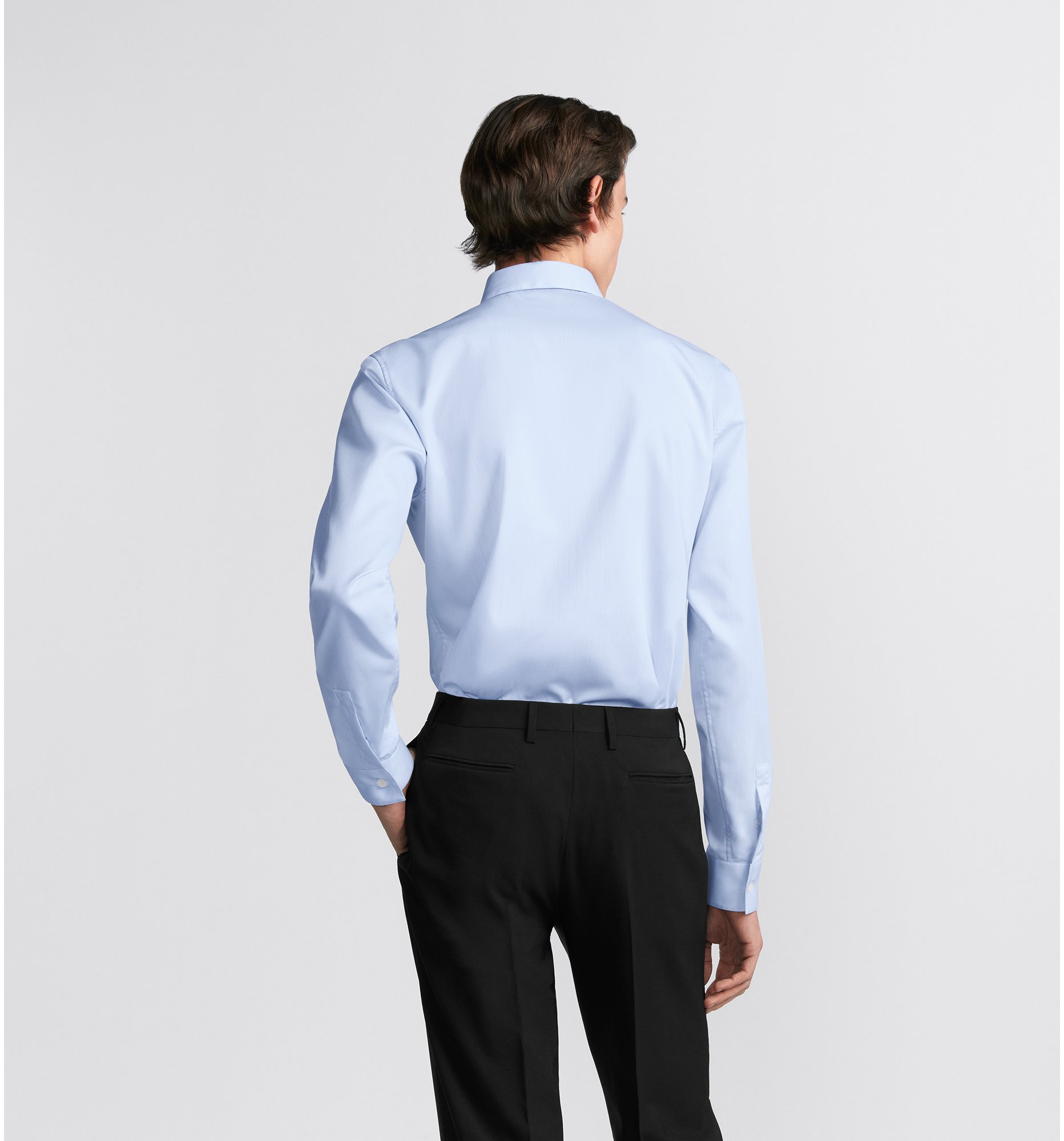 Shirt with CD Icon Embroidery Blue Cotton Twill | DIOR