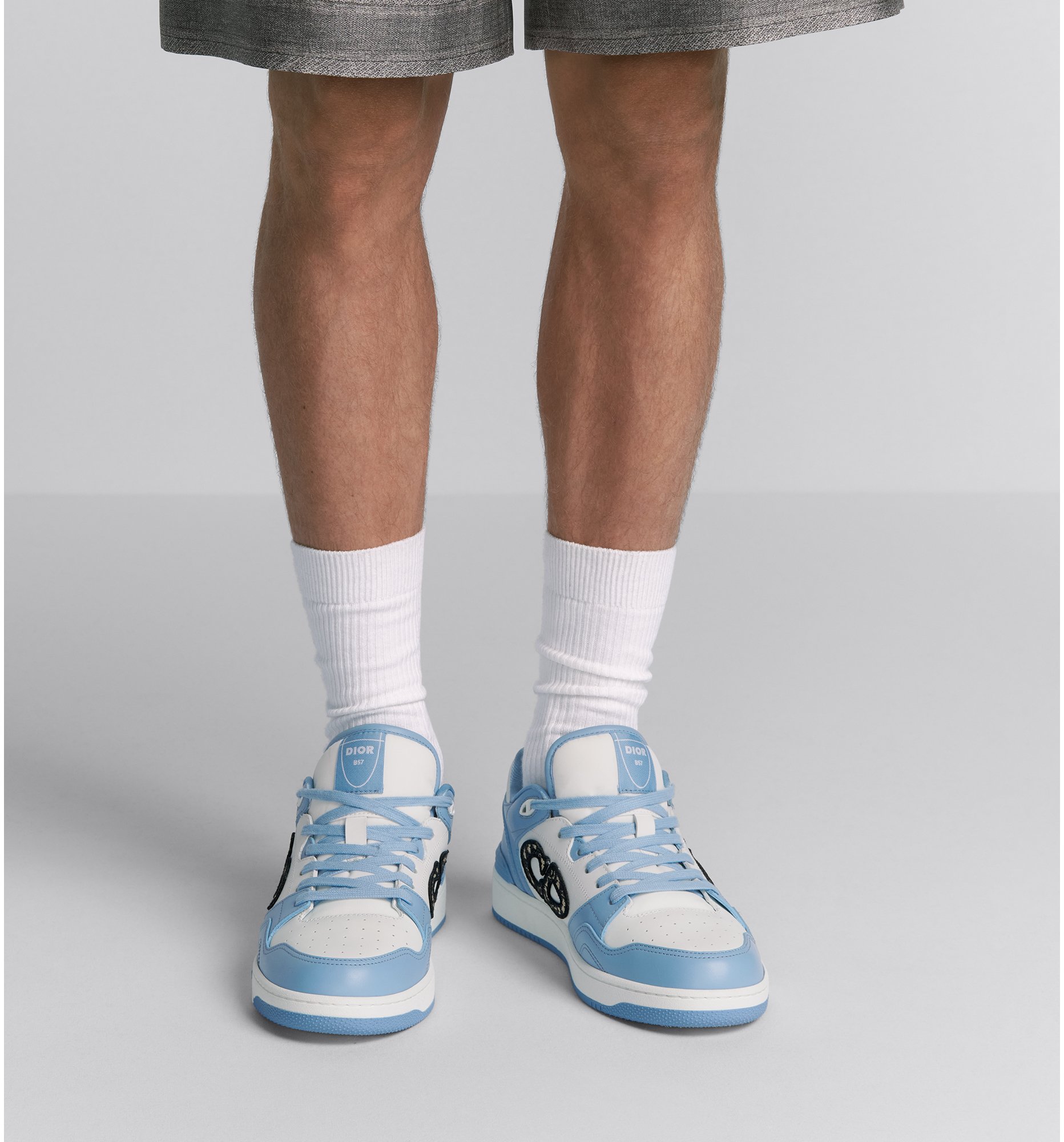 B57 Dribble Low-Top Sneaker Light Blue and White Smooth Calfskin with ...