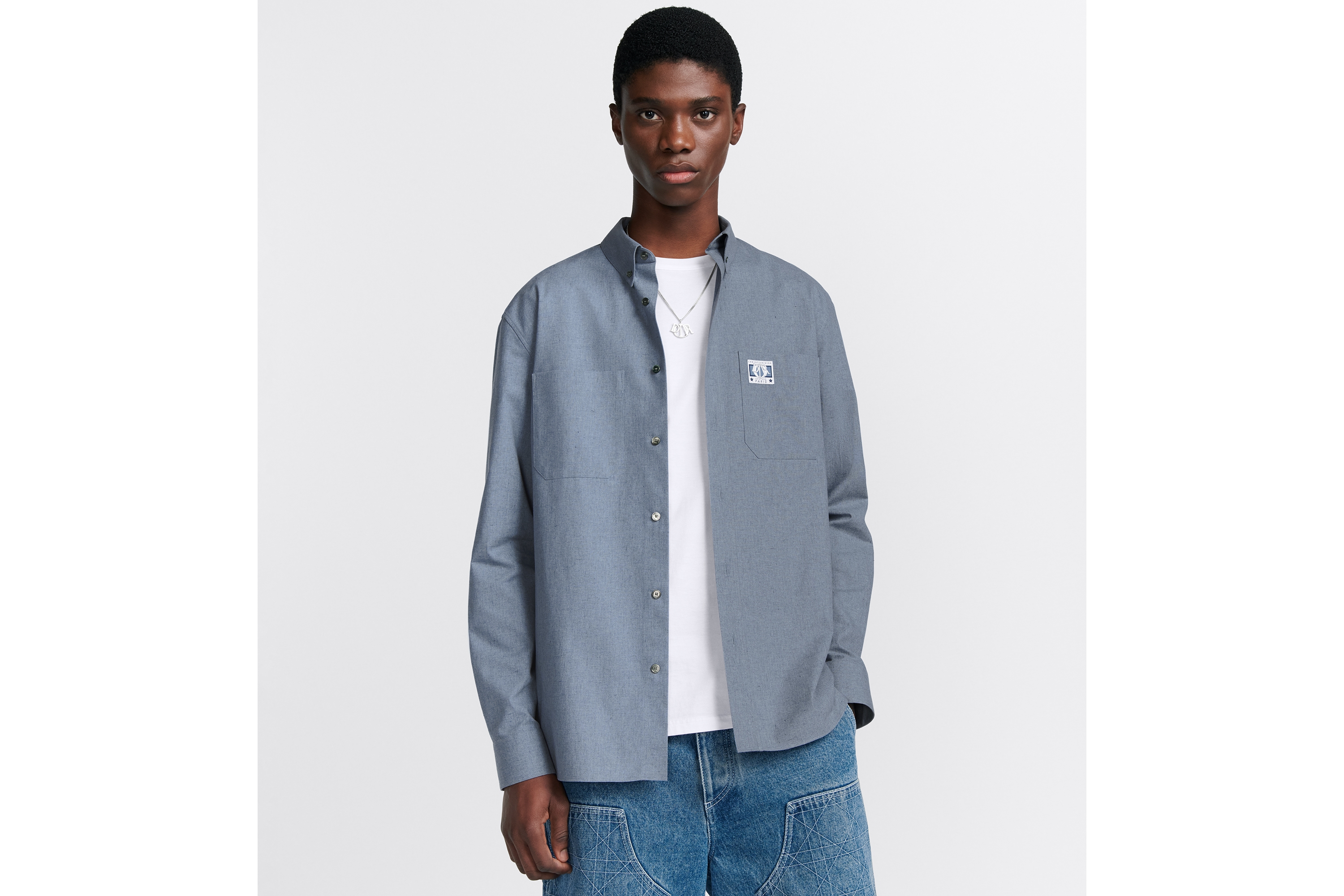 Dior Charm Shirt Blue Cotton Chambray | DIOR