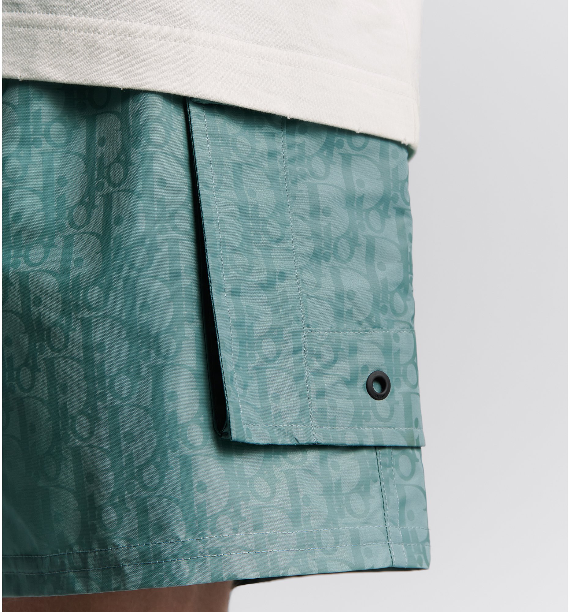 Dior Oblique Swim Shorts Sea Green Technical Fabric | DIOR