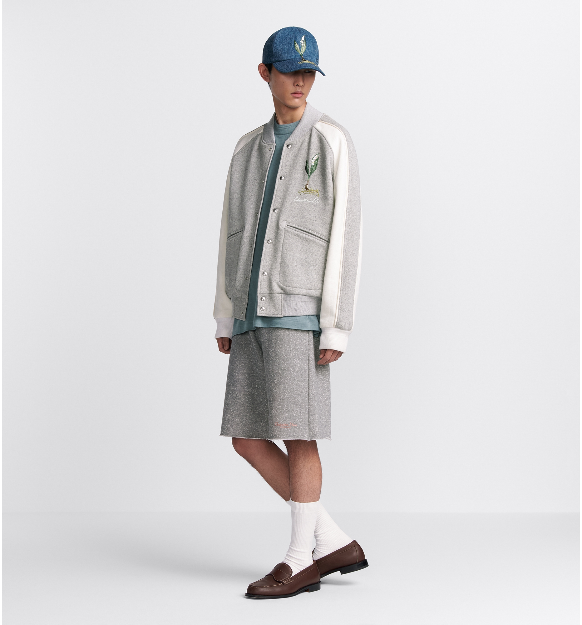 Lily of the Valley Varsity Jacket Gray Cotton Fleece | DIOR