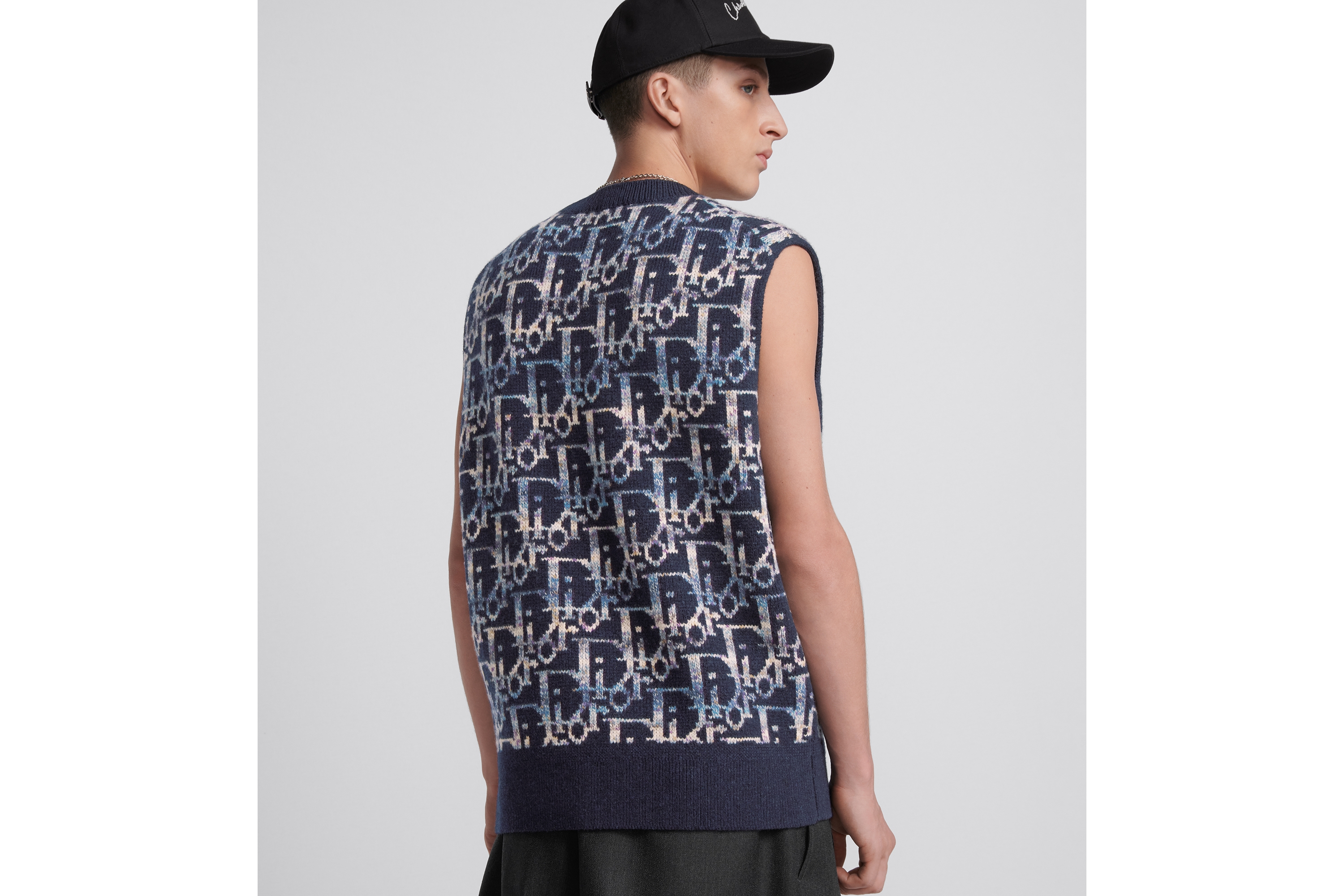 Dior Oblique Sweater Vest Blue Virgin Wool Jacquard | DIOR