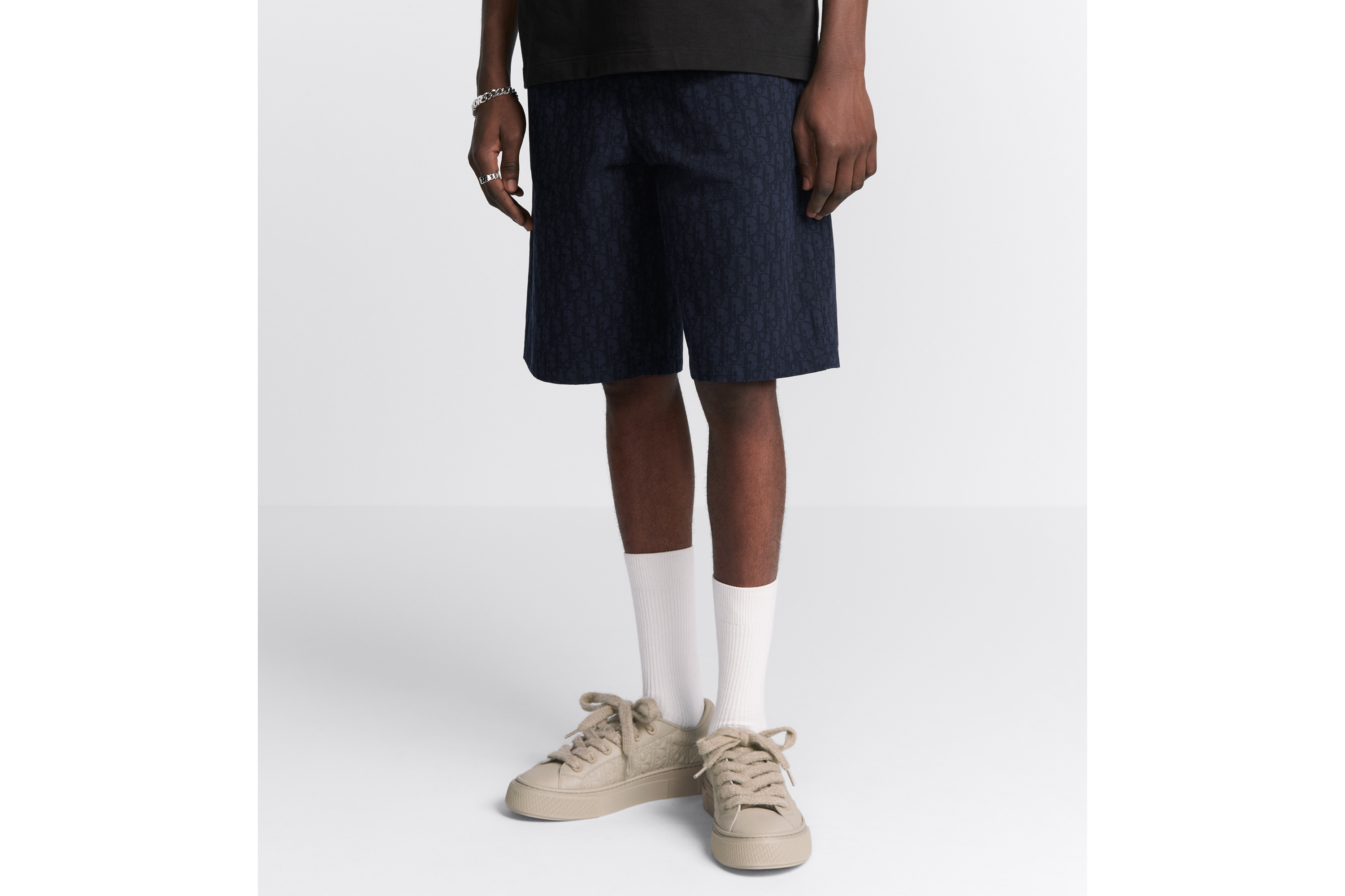 Dior Oblique Bermuda Shorts Blue Cotton Denim | DIOR