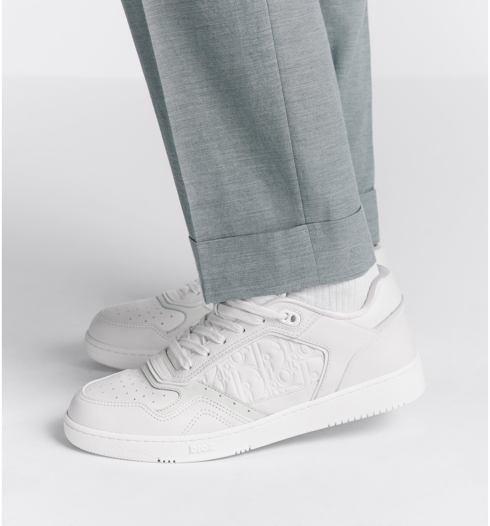 Tailored and Cuffed Chino Pants Gray Slub Cotton Blend | DIOR