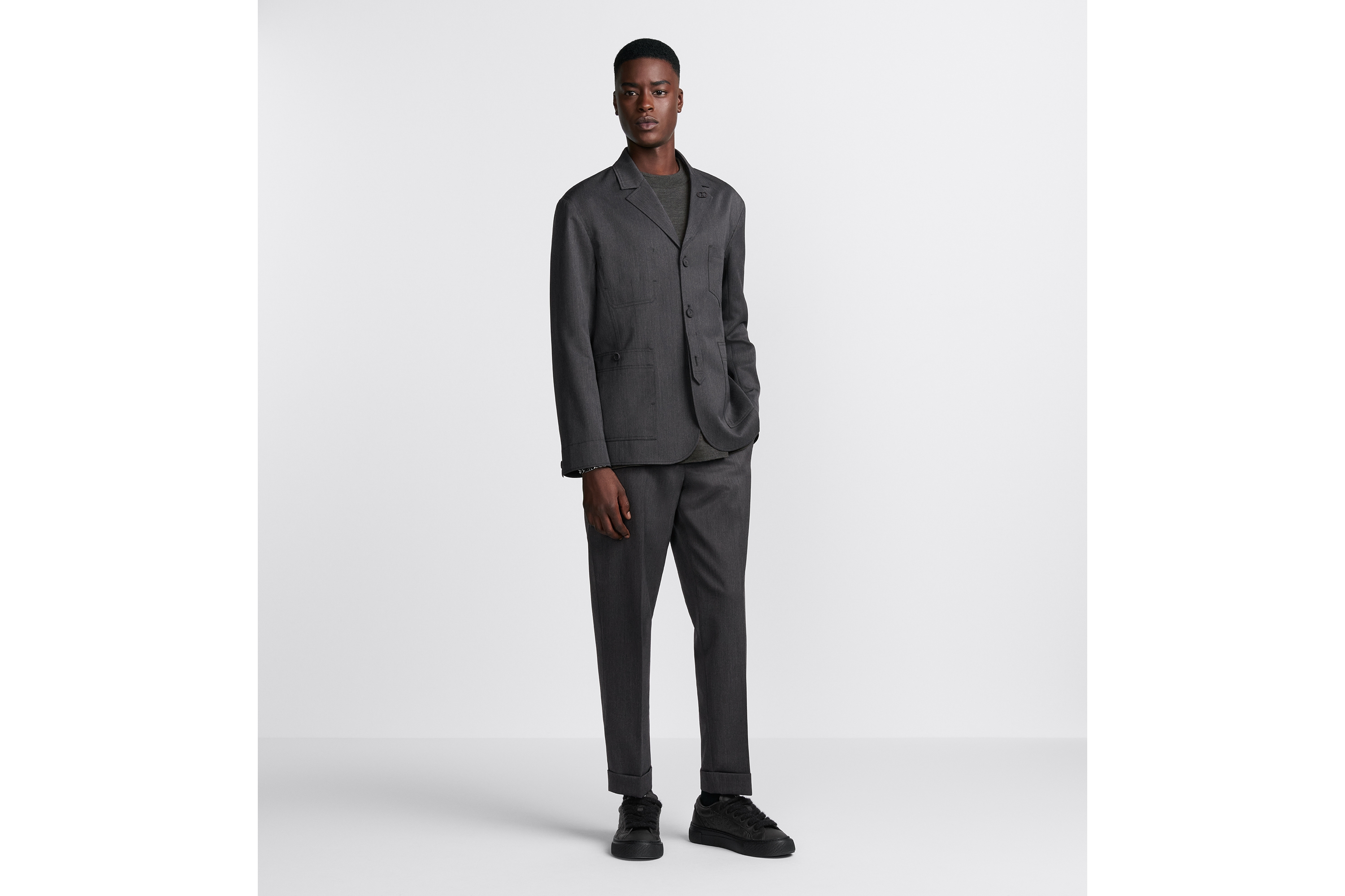 Tailored and Cuffed Chino Pants Gray Wool-Blend Twill | DIOR