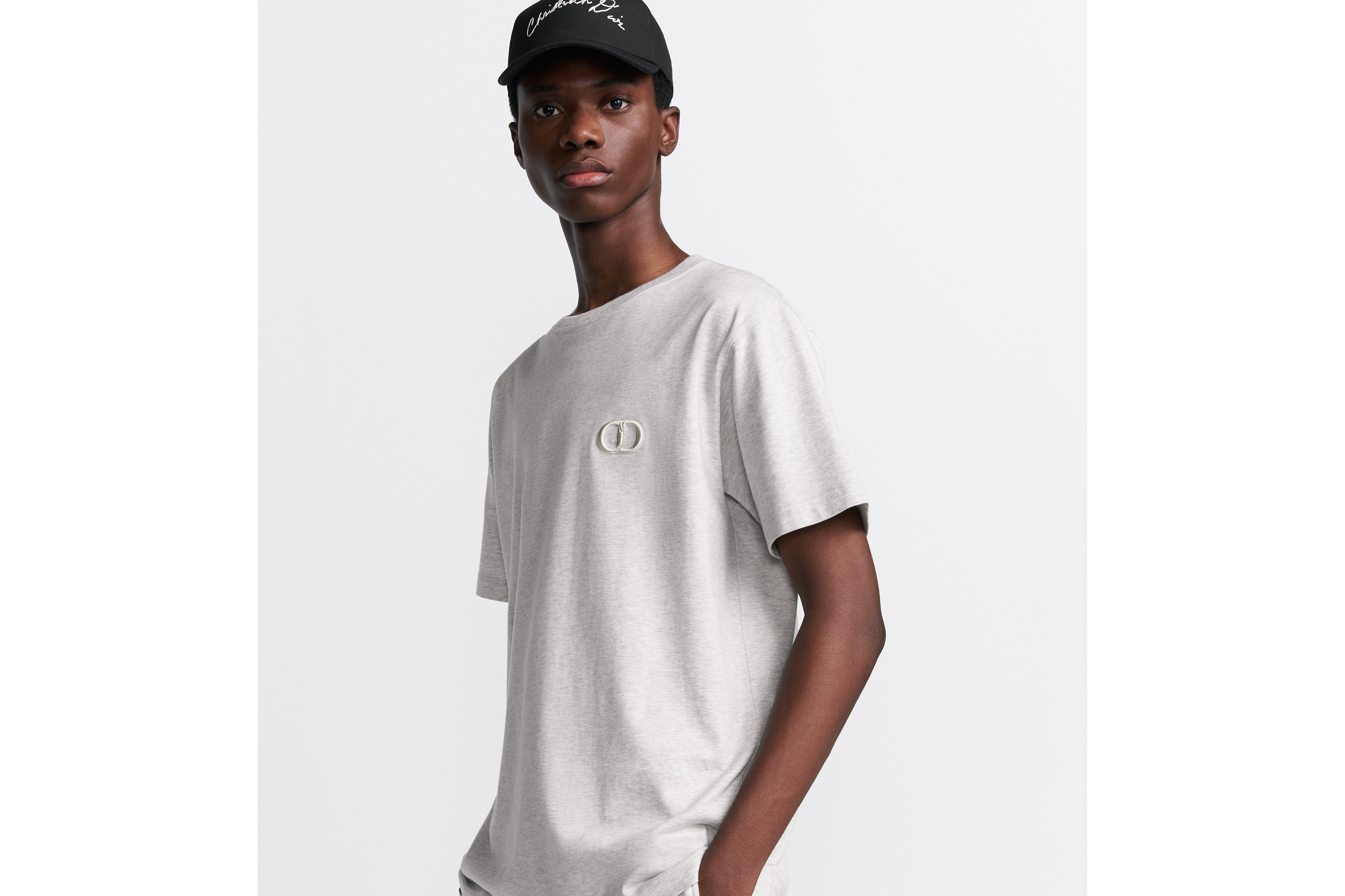 CD Icon T-Shirt, Relaxed Fit Gray Cotton Jersey | DIOR