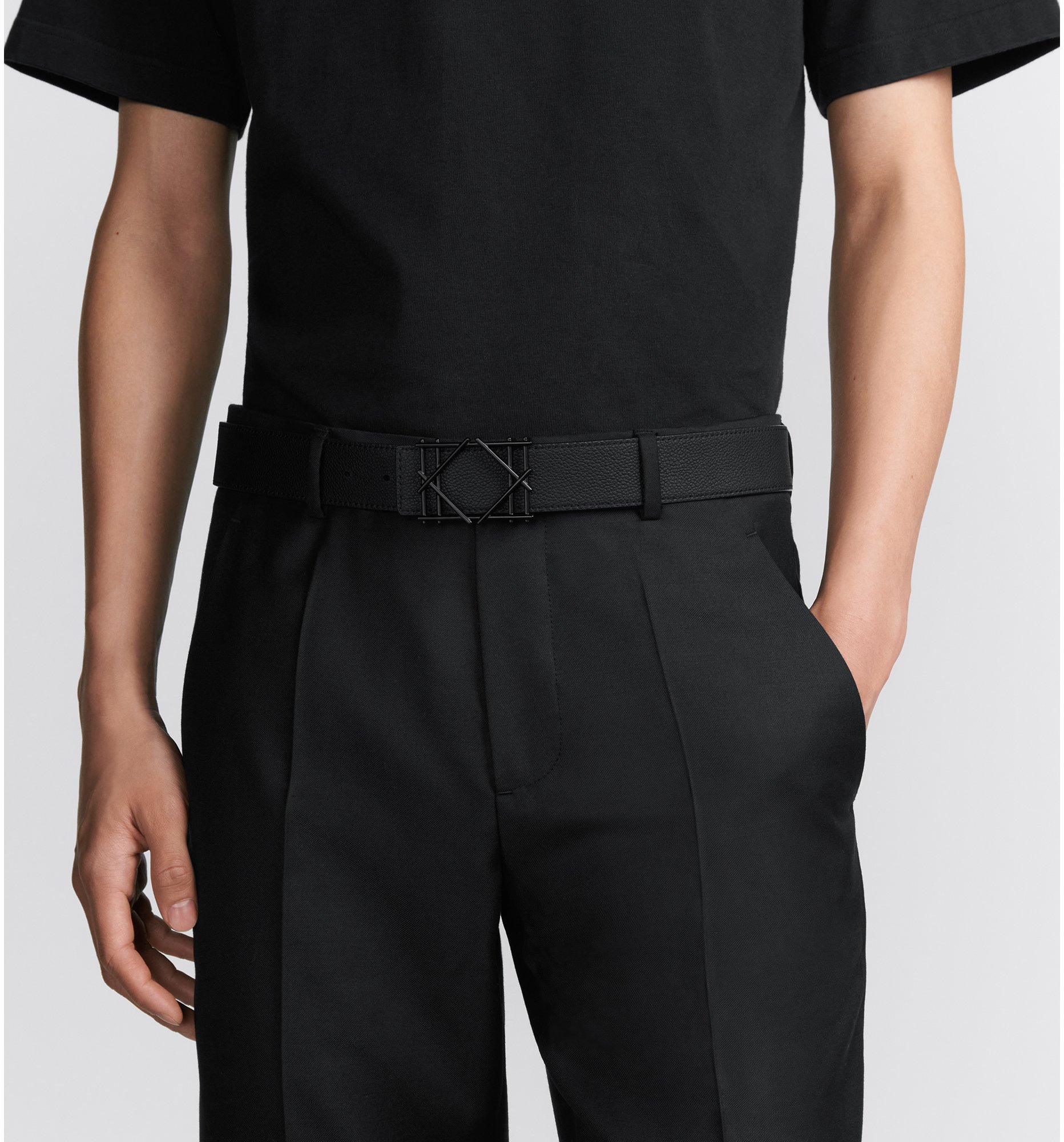 Cannage Belt Buckle Polished Black Metal, 35 MM | DIOR