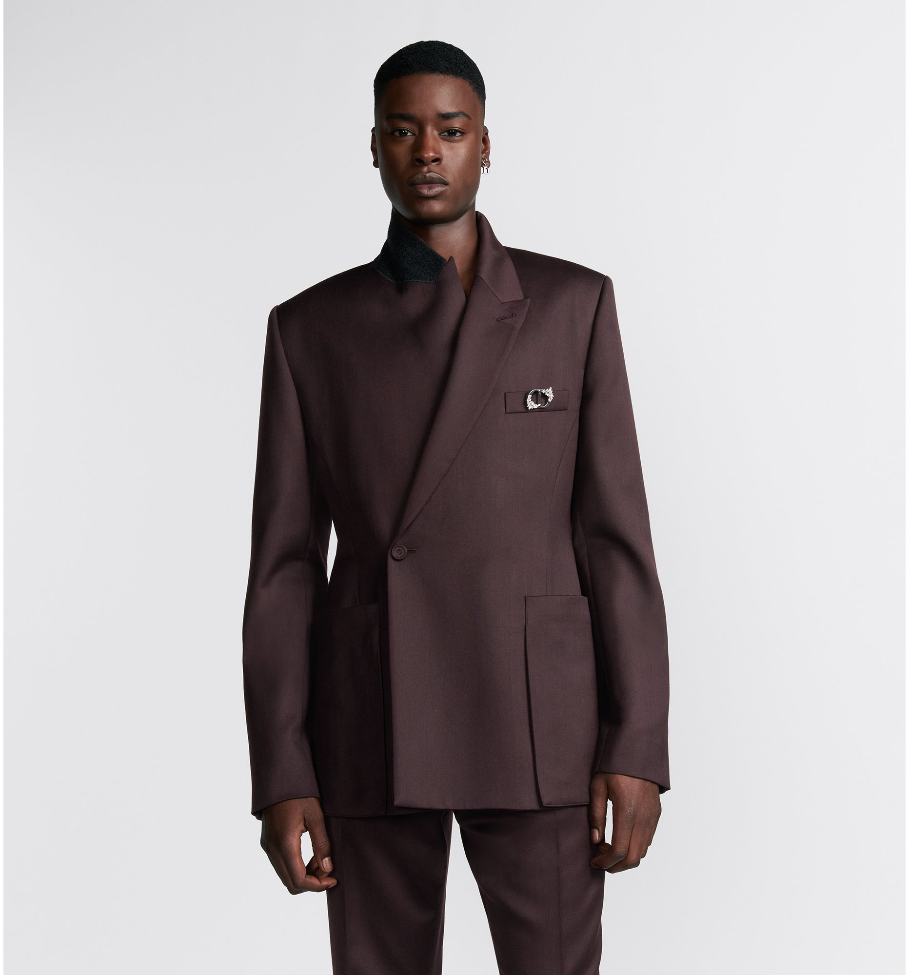 Bar Jacket with Oblique Closure Burgundy Virgin Wool Twill | DIOR