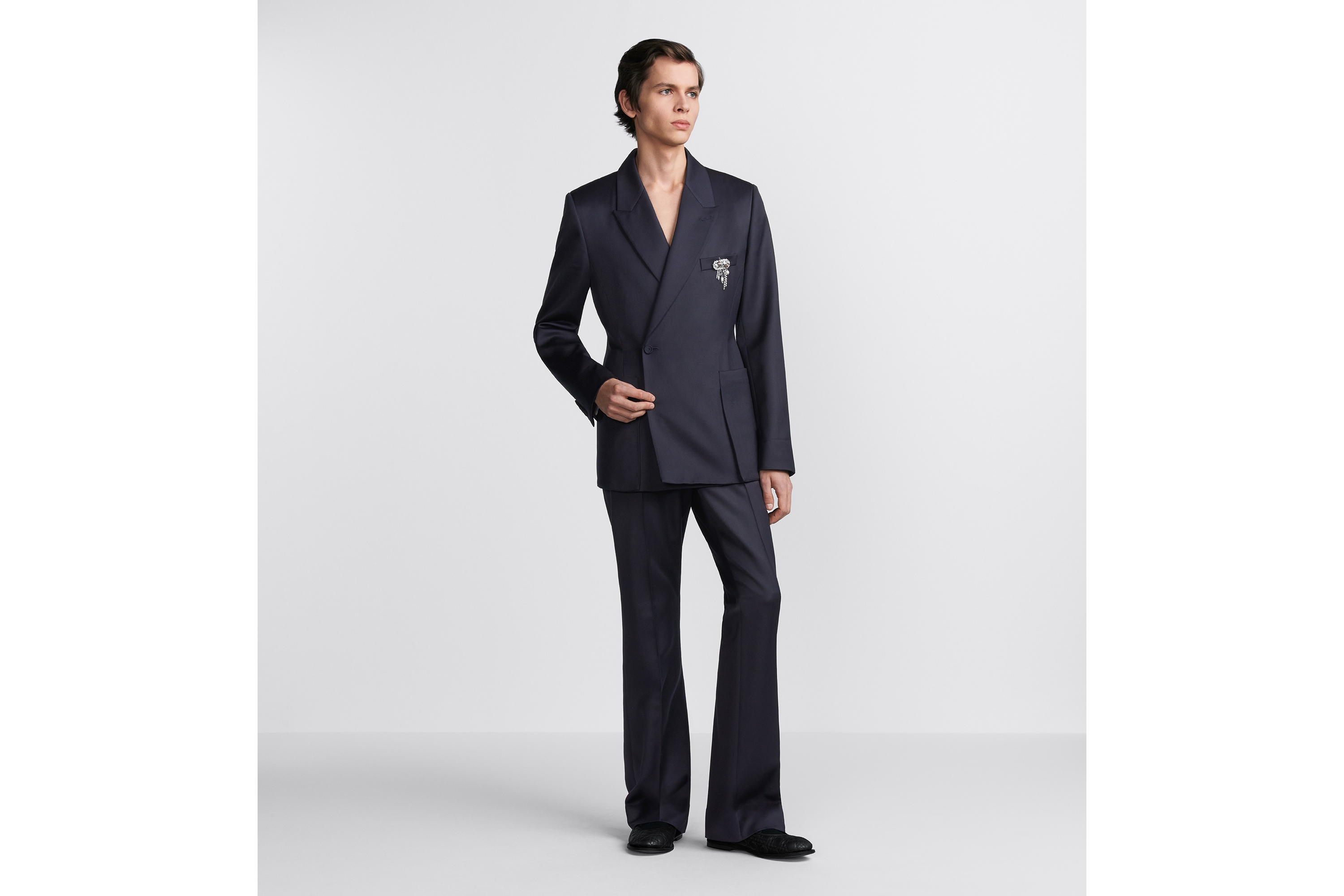 Bar Jacket with Oblique Closure Navy Blue Virgin Wool Twill | DIOR