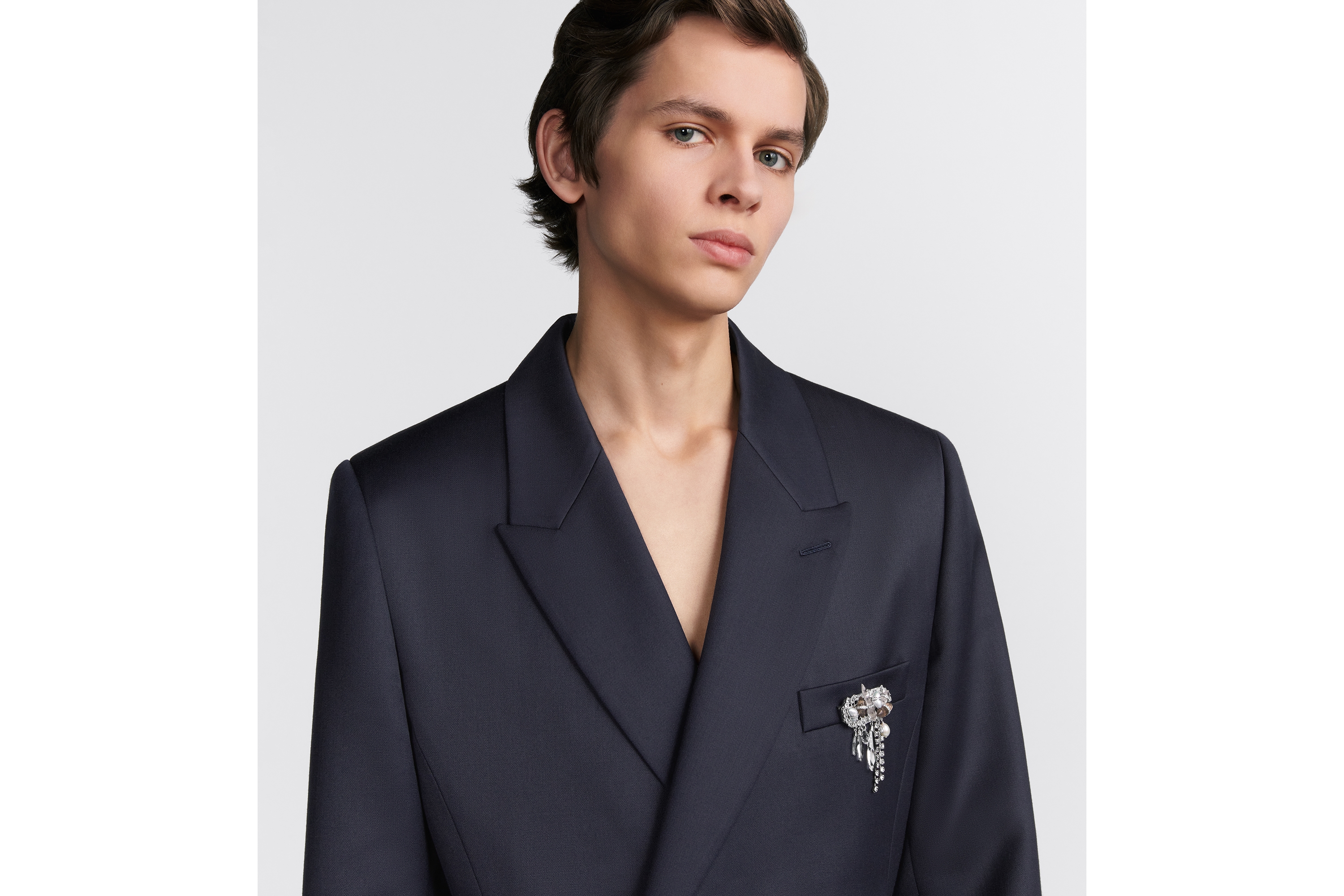 Baroque Brooch White and Gray Resin Pearls and Crystals, White Strass ...