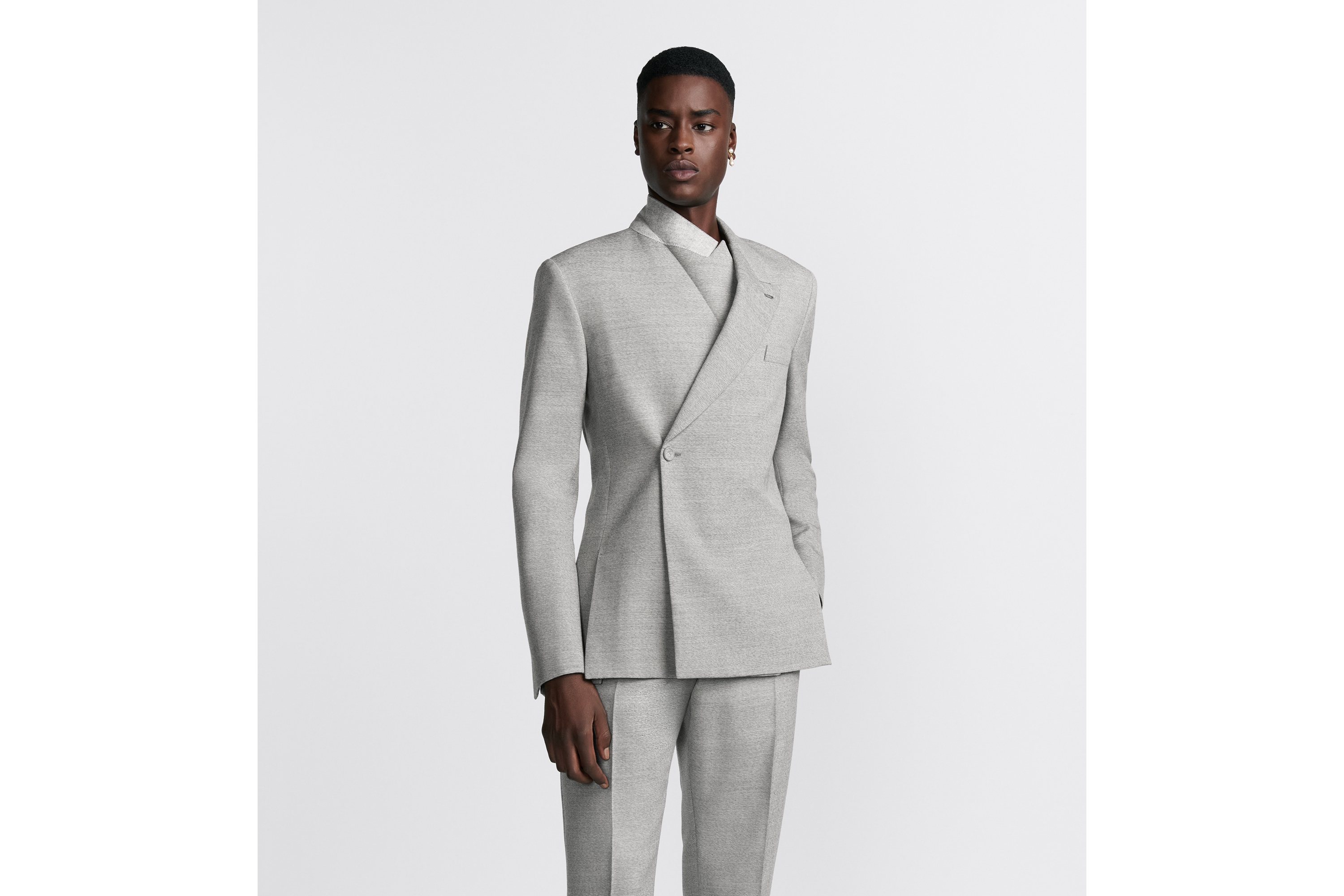 Jacket with Oblique Closure Gray Virgin Wool Twill | DIOR