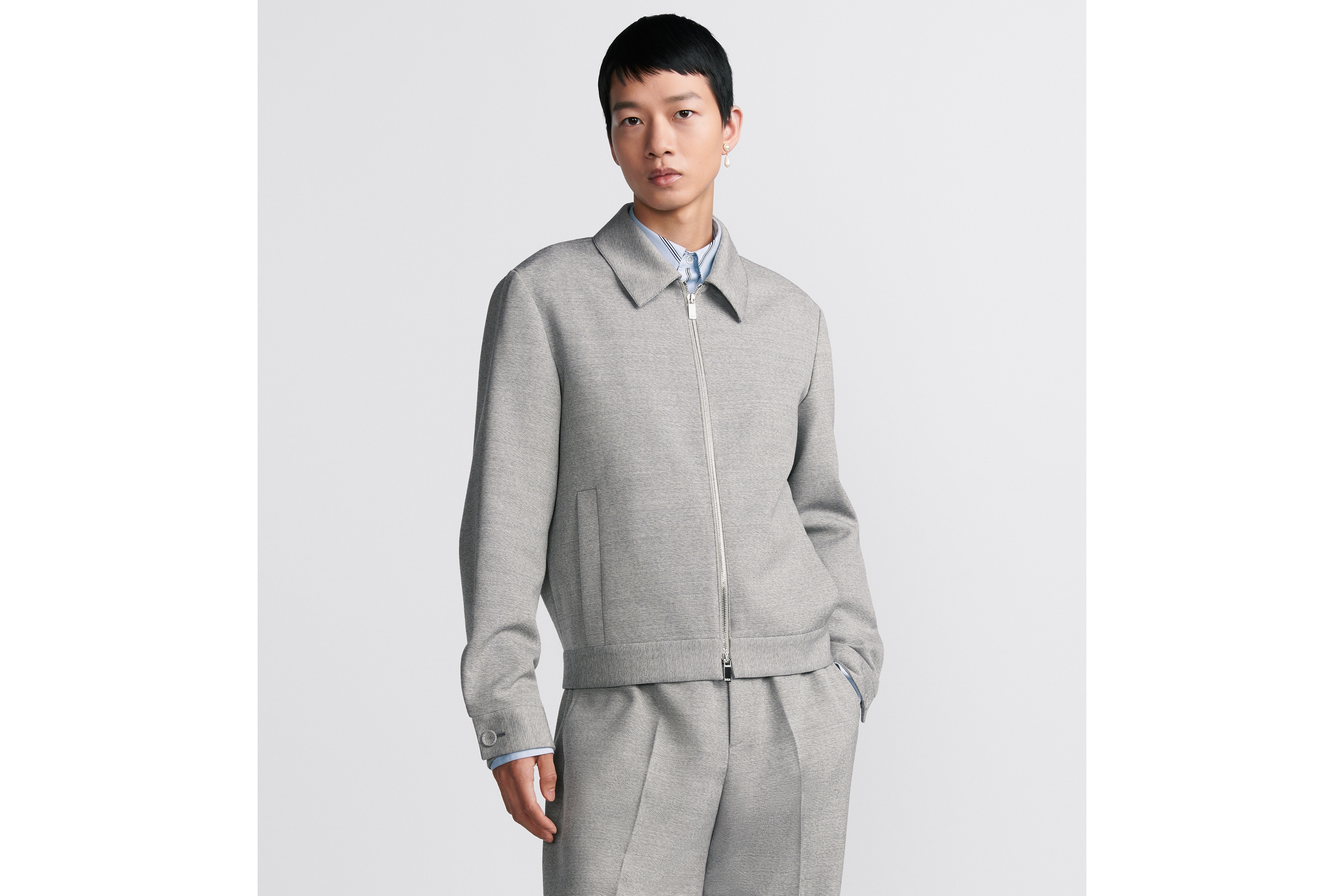 Zipped Jacket Gray Virgin Wool Twill | DIOR