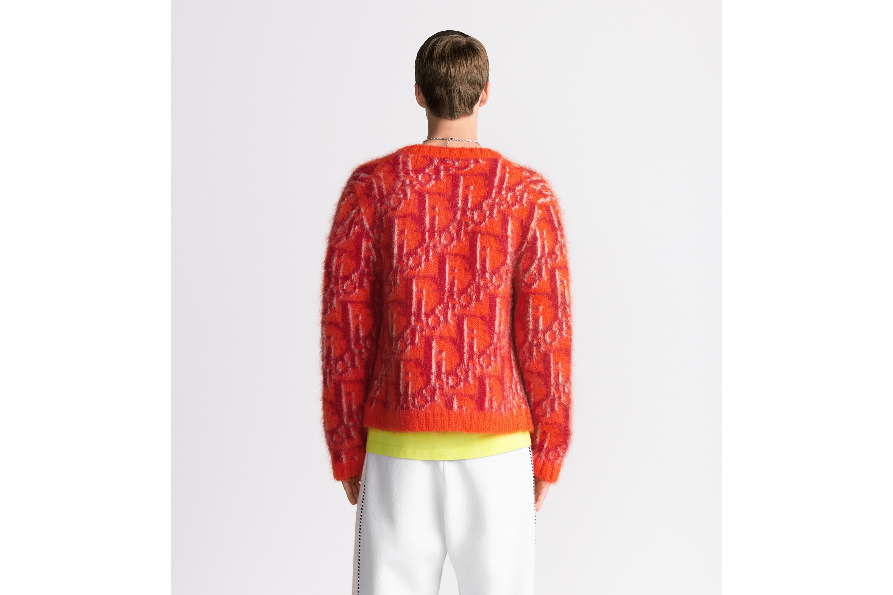 Dior Oblique Cardigan Orange and Red Mohair and Wool Blend Knit | DIOR