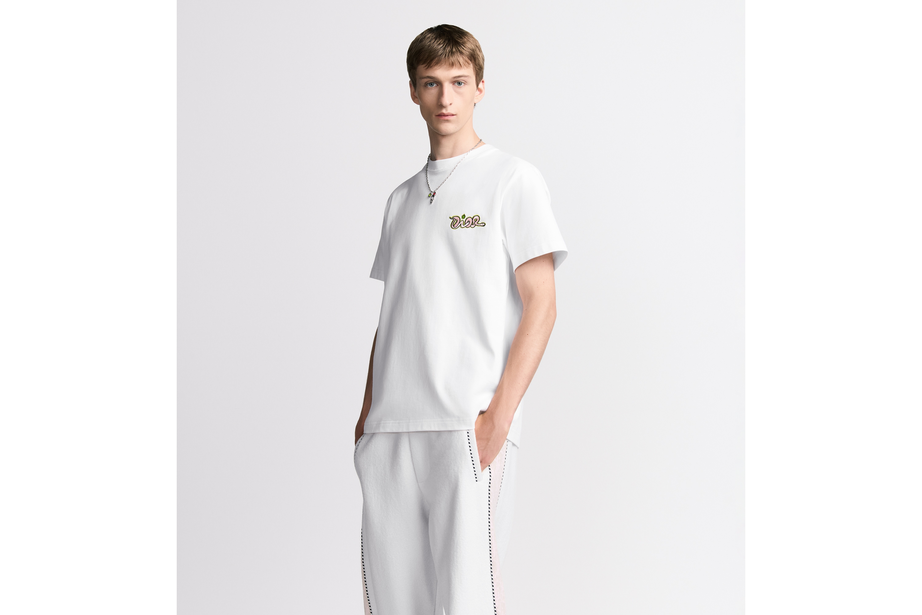 DIOR AND KAWS T-Shirt, Relaxed Fit White Cotton Jersey | DIOR