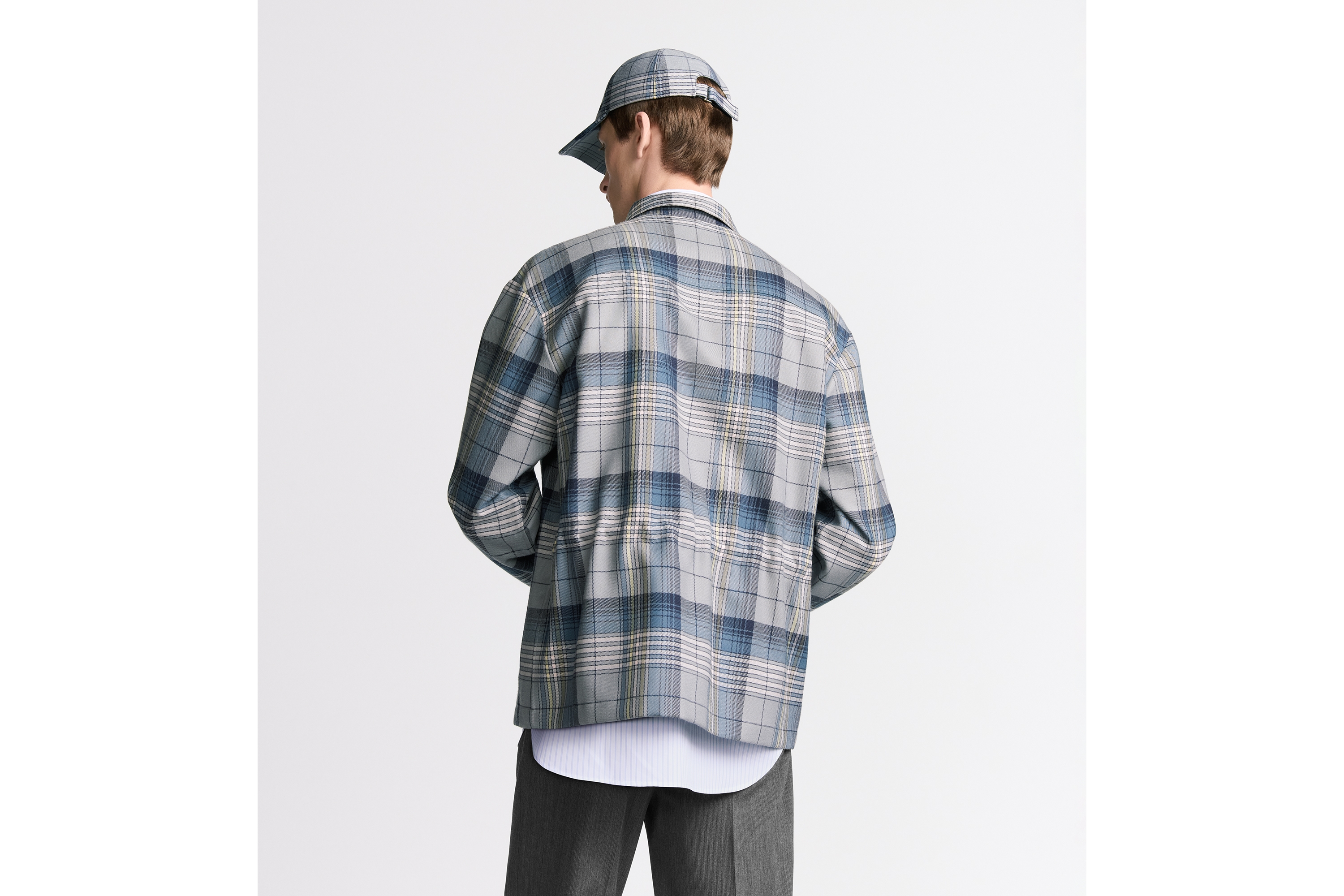 Checkered Zipped Shirt Gray Checkered Wool | DIOR