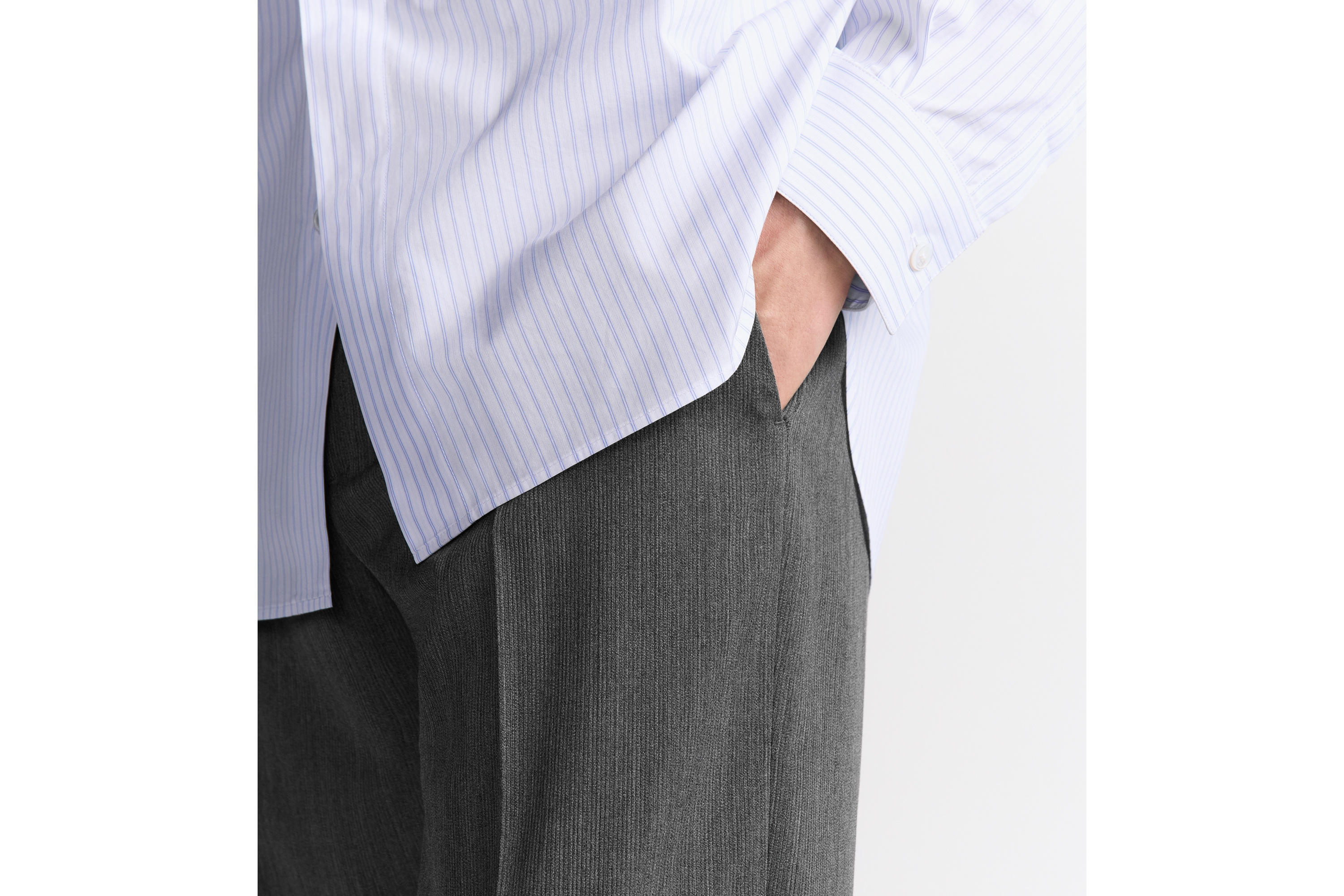 Pantalon large Toile de laine vierge grise | DIOR