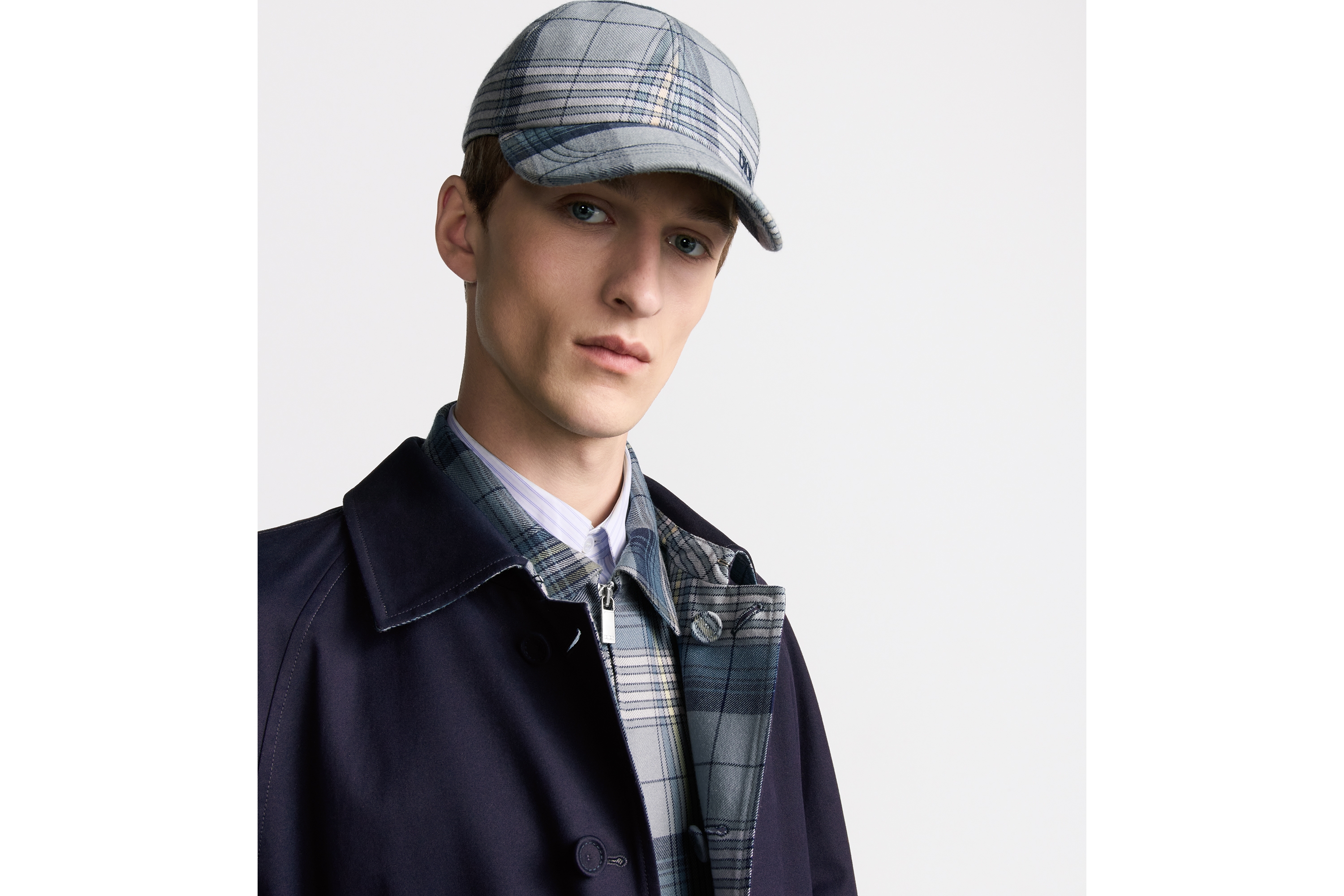 Checkered Cap Blue Multicolor Wool Twill | DIOR