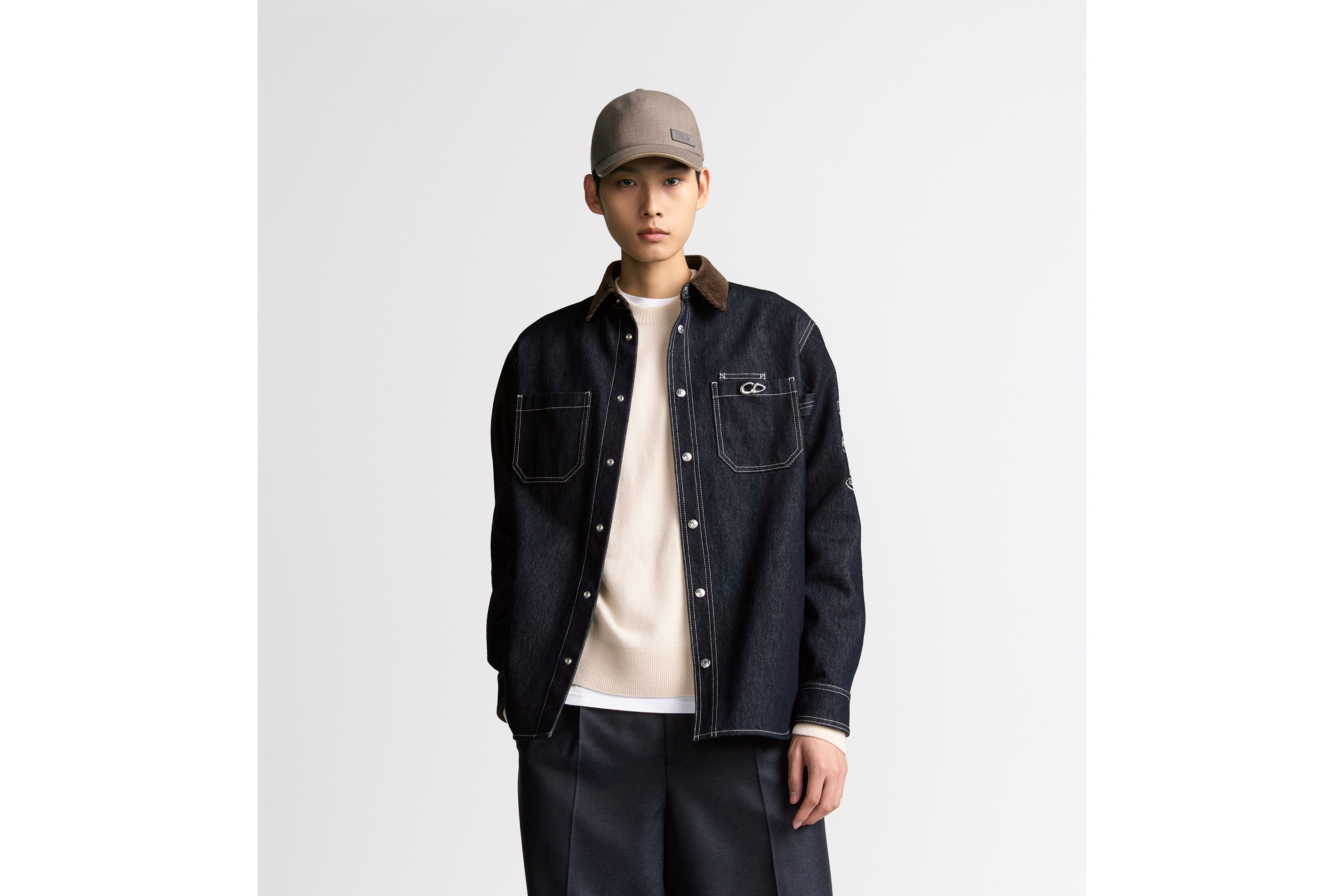 Dior Archives Labels-overshirt Marineblauwe katoenkeperstof | DIOR