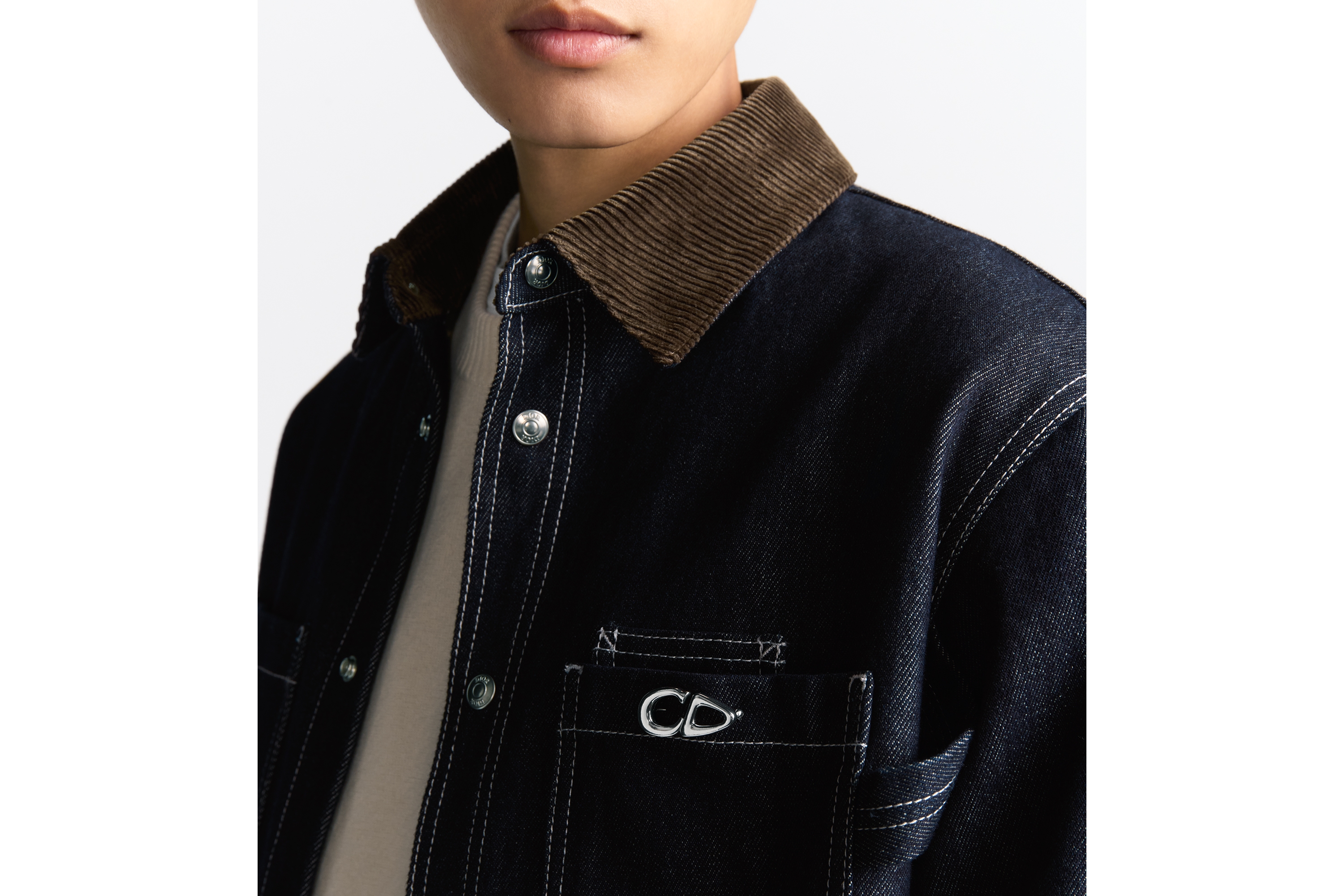 Dior Archives Labels-overshirt Marineblauwe katoenkeperstof | DIOR