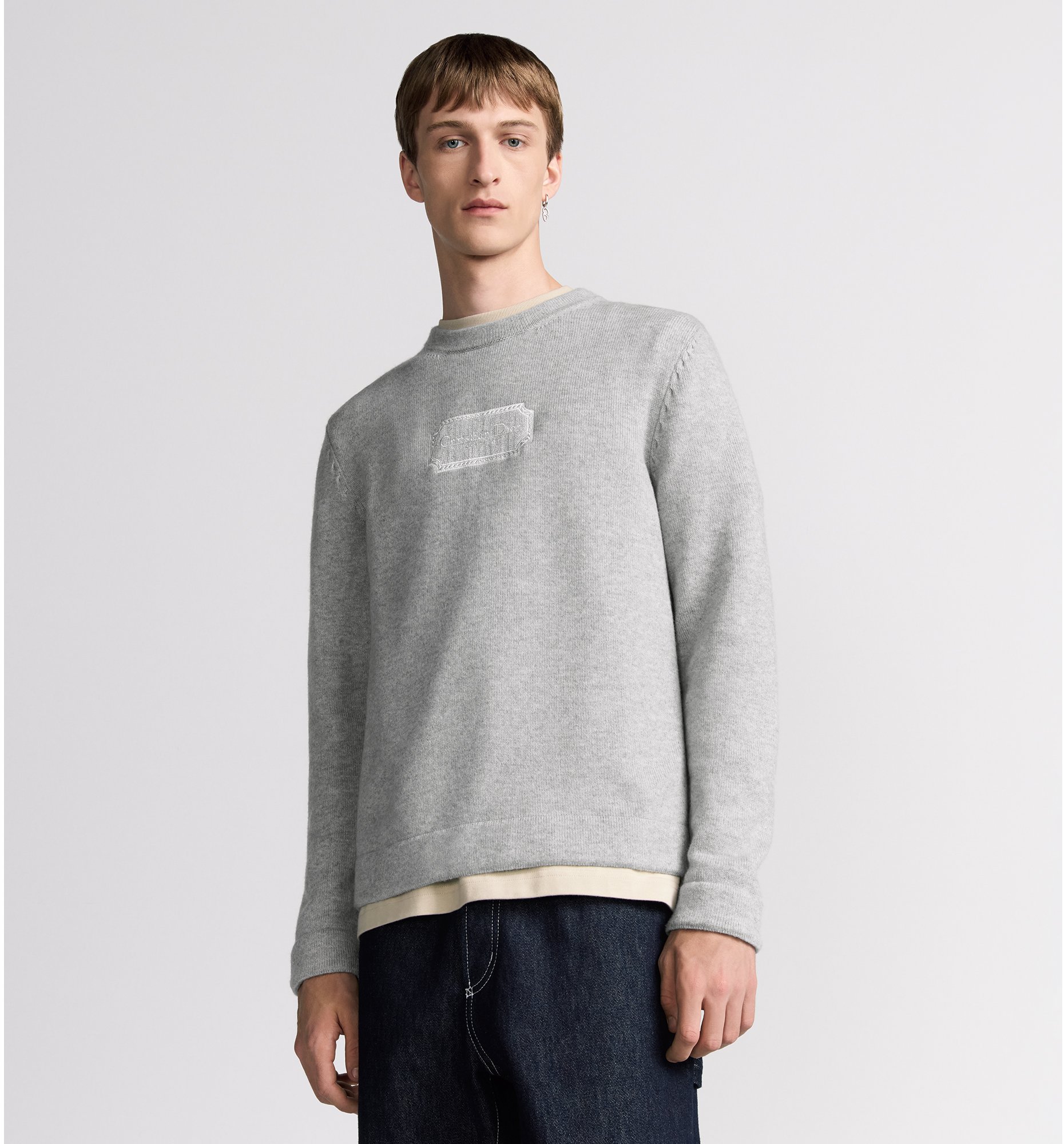 Trui met Christian Dior Couture-kenmerk Grijze jersey van kasjmier | DIOR