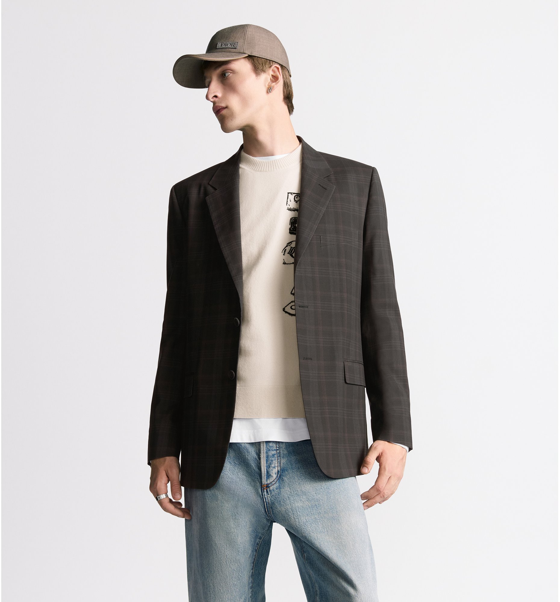 Classic Checkered Jacket Black Checkered Wool Blend | DIOR