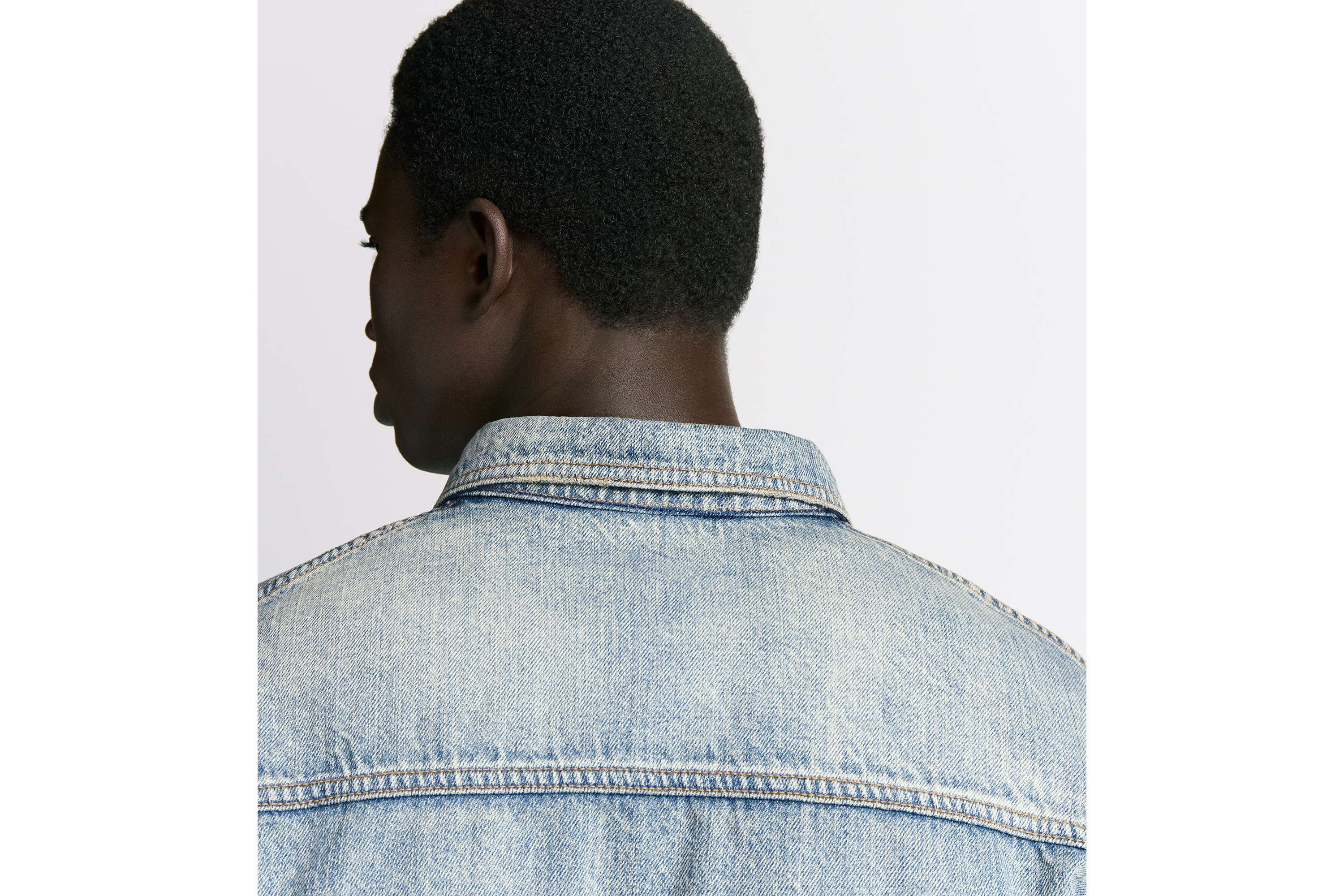 Overshirt with Checkered Interior Blue Cotton Denim | DIOR