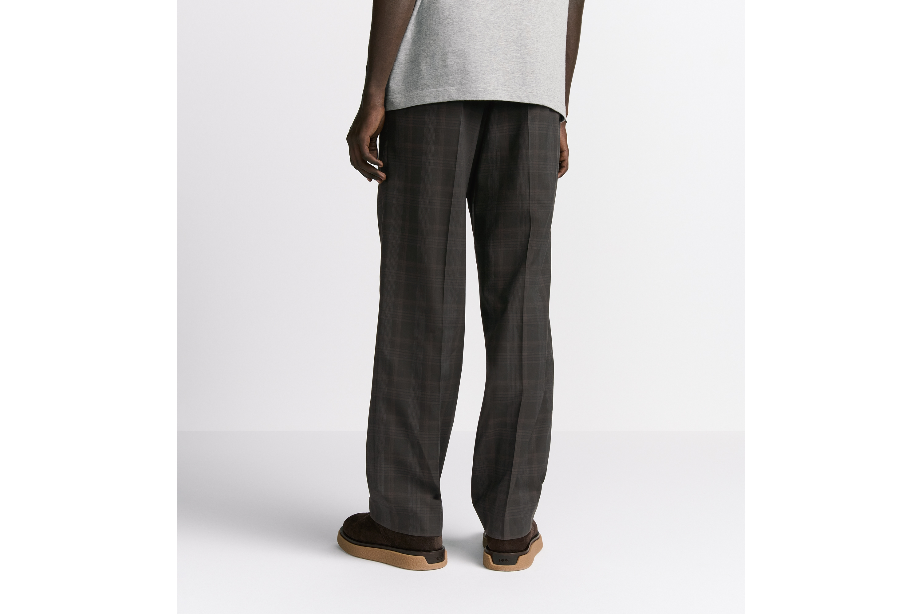 Lockere Hose Karierte Wollmischung in Schwarz | DIOR